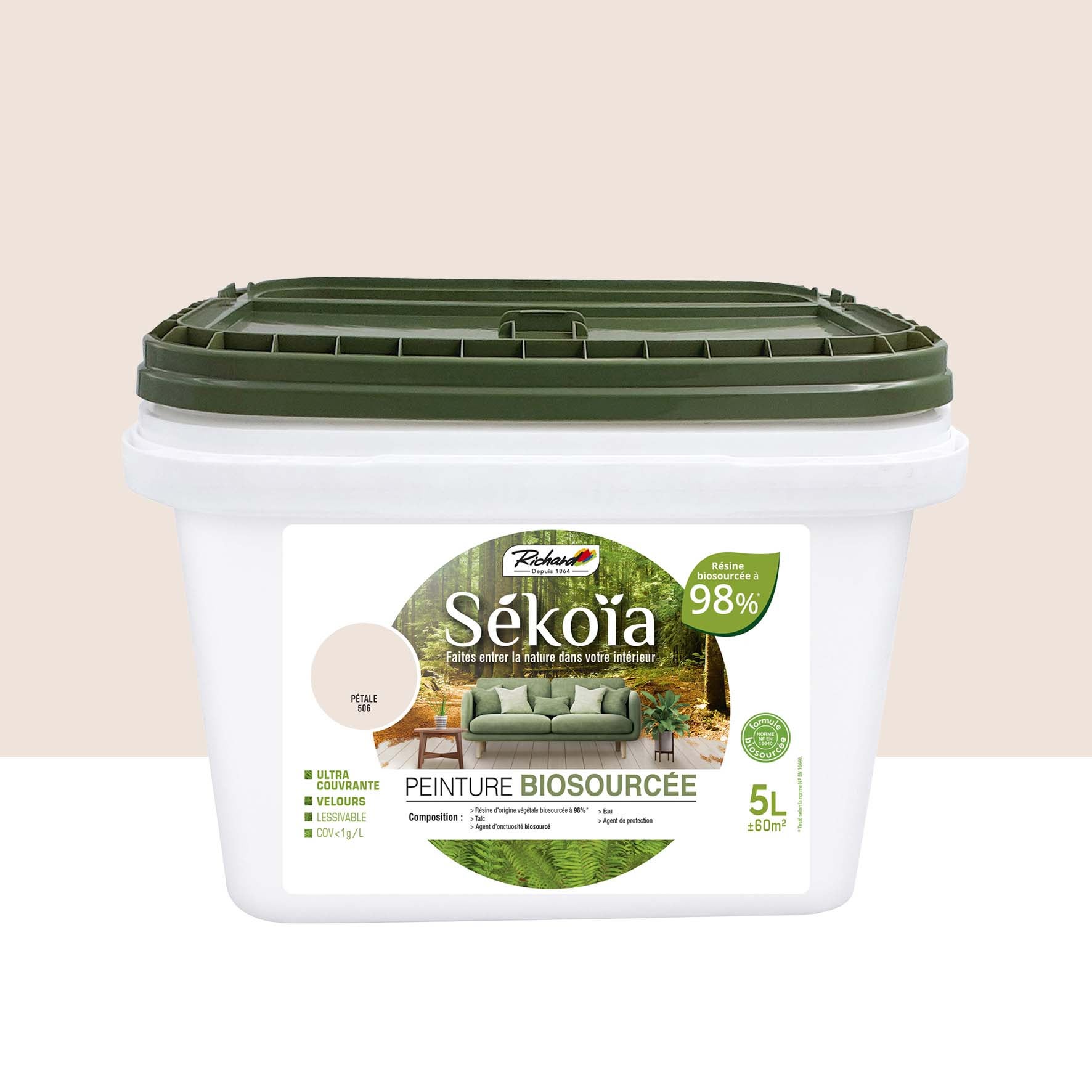 Peinture biosourcée Sékoia Richard pétale velours 5 l | Bricoman
