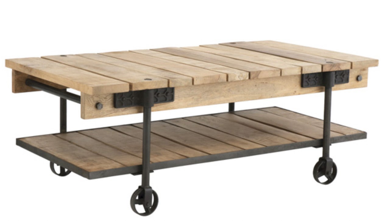 Table basse industrielle en bois sur roulettes Vitado | Leroy Merlin