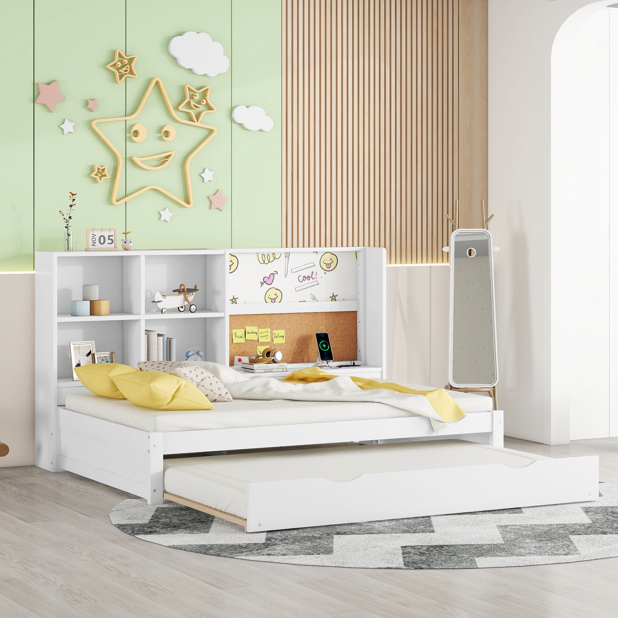 Letto estraibile - 90x200 cm - con tavolo da disegno e vani ...