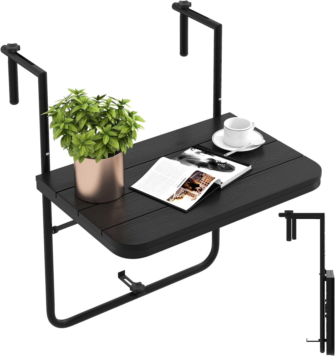 Table de Balcon Suspendue Pliable avec Hauteur 73/78,5/84CM, Table ...