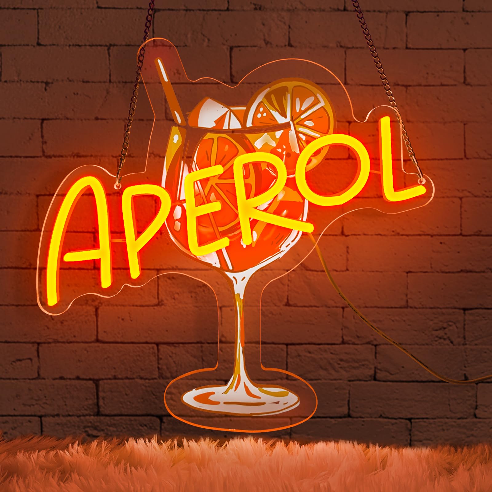 Aperol enseigne au néon,Enseigne néon cocktail Aperol Spritz LED orange ...
