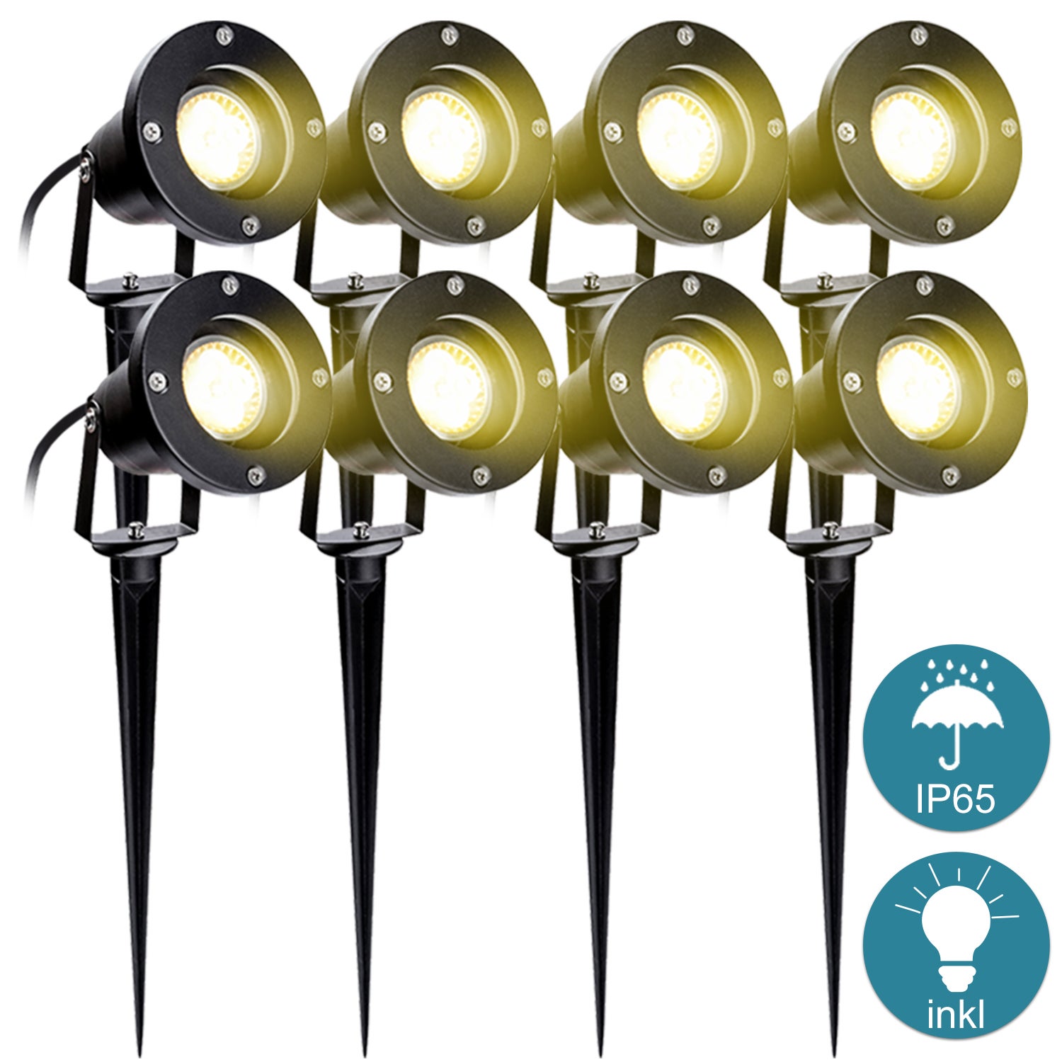 8X Spot de jardin LED spot extérieur LED blanc chaud IP65 lumière de ...
