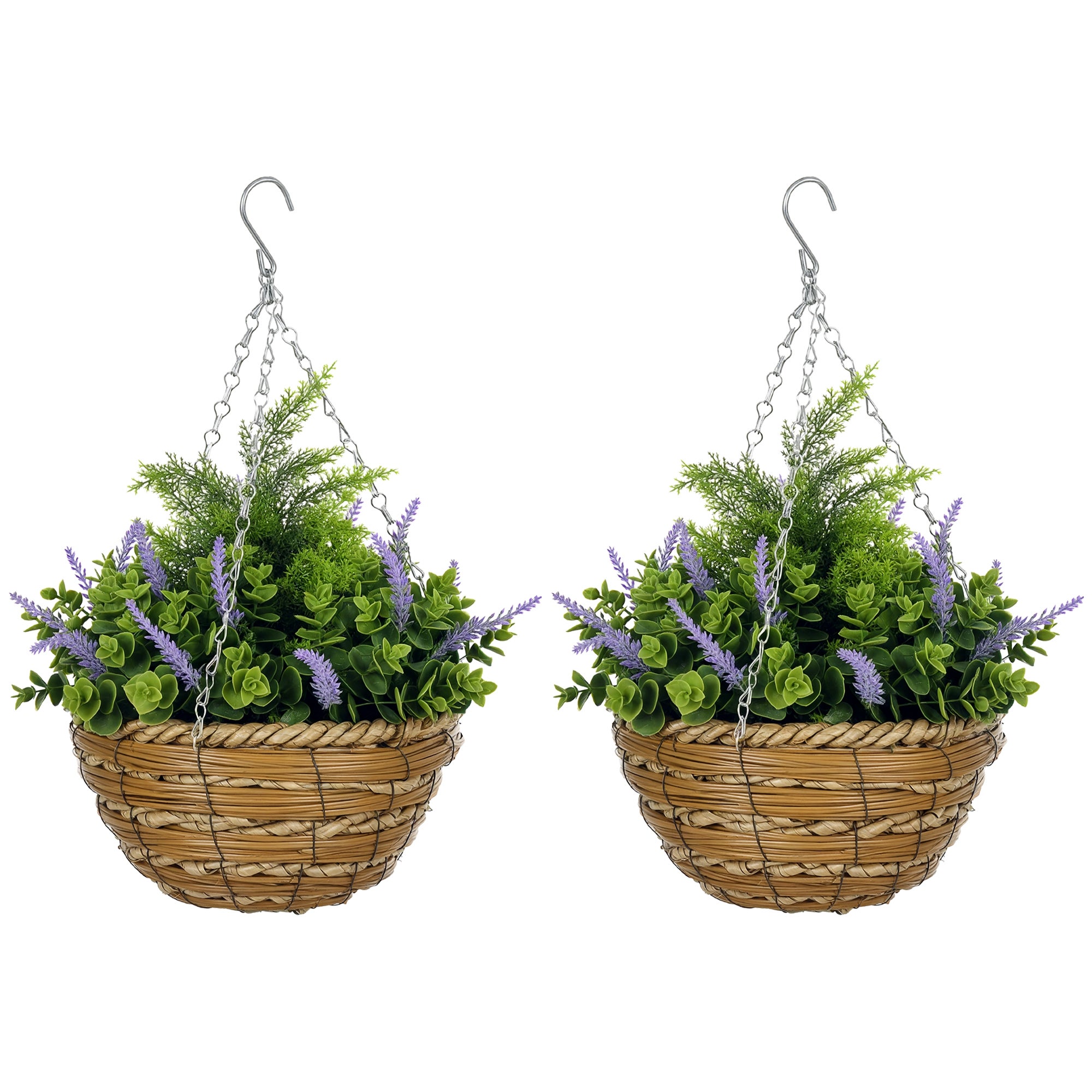 Ensemble de deux pots de fleurs artificiels suspendus en lisianthus ...