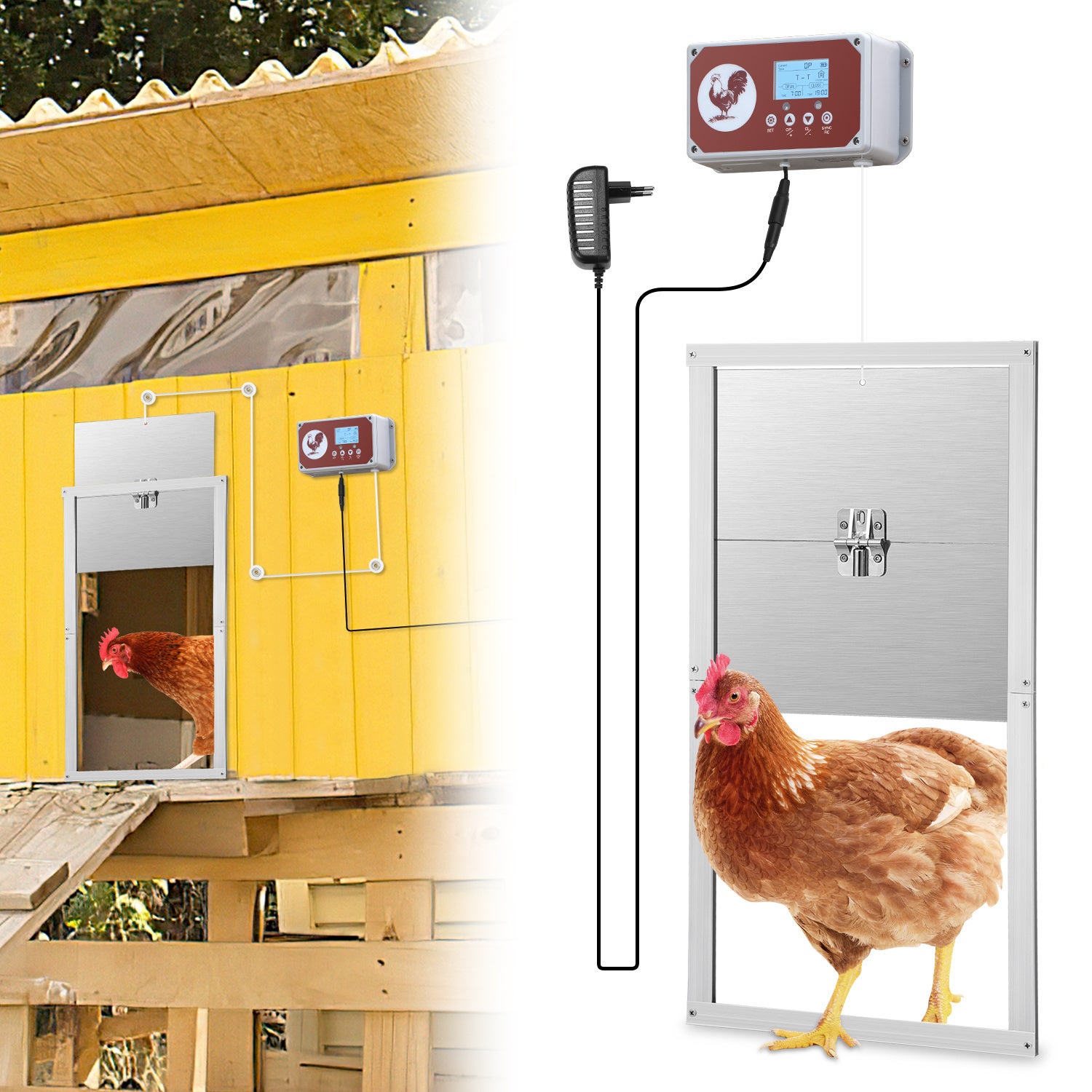 Porte Automatique Poulailler - Étanche IP44 - Télécommande Sans Fil ...