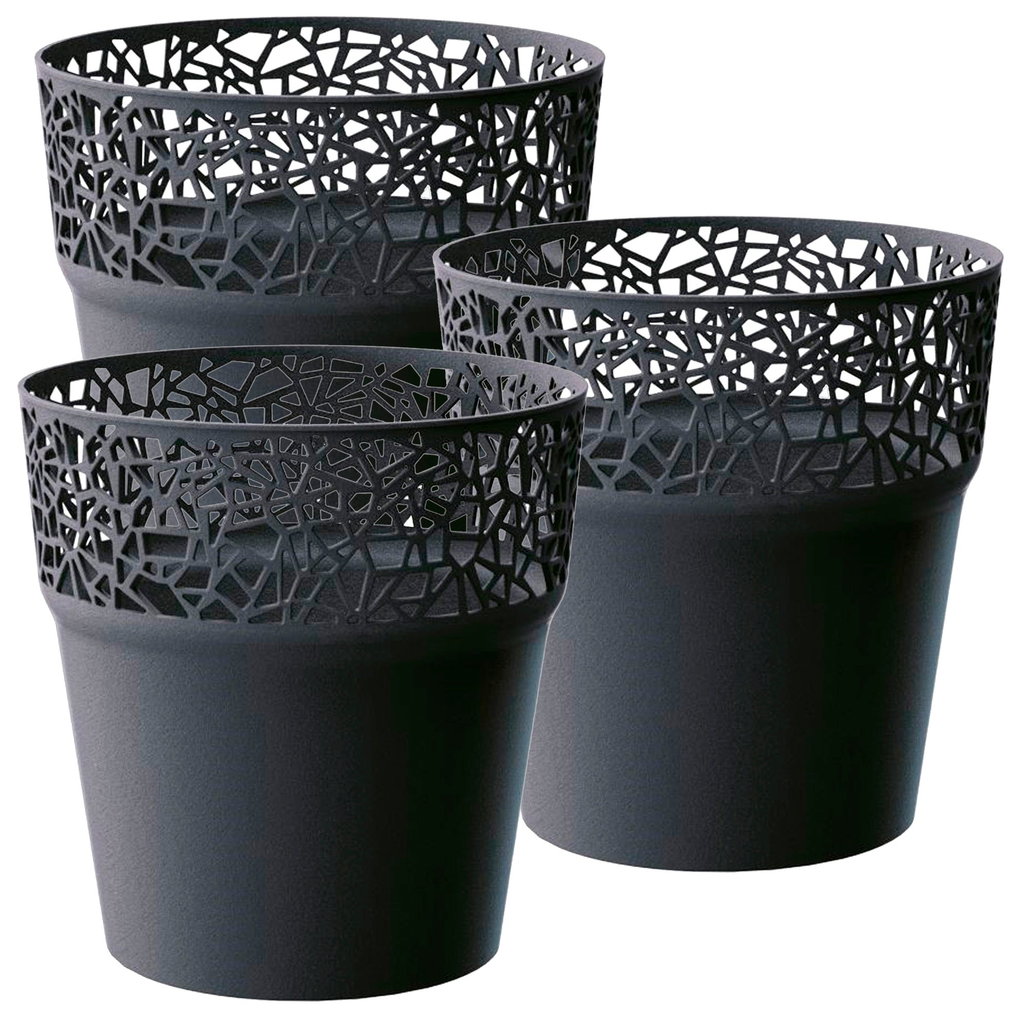 Tree de fleurs de fleurs en plastique 3x en couleur anthracite 17,5 ...