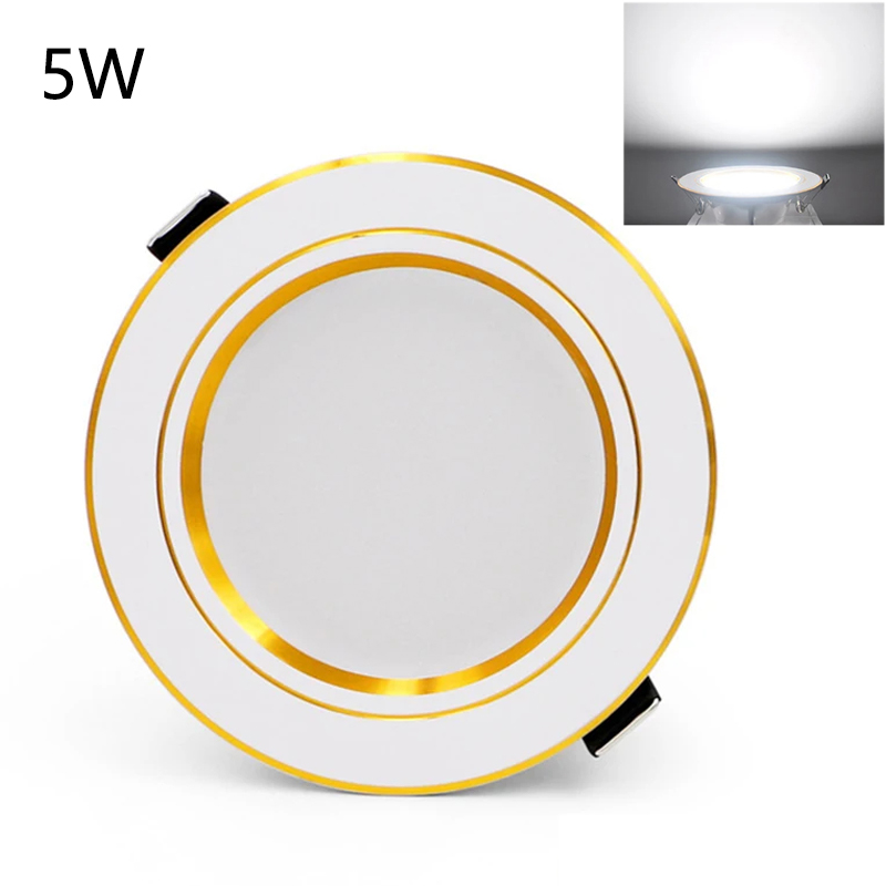 Luz de techo empotrable LED, Downlight LED empotrable de 5W, Focos de techo LED dorados ...