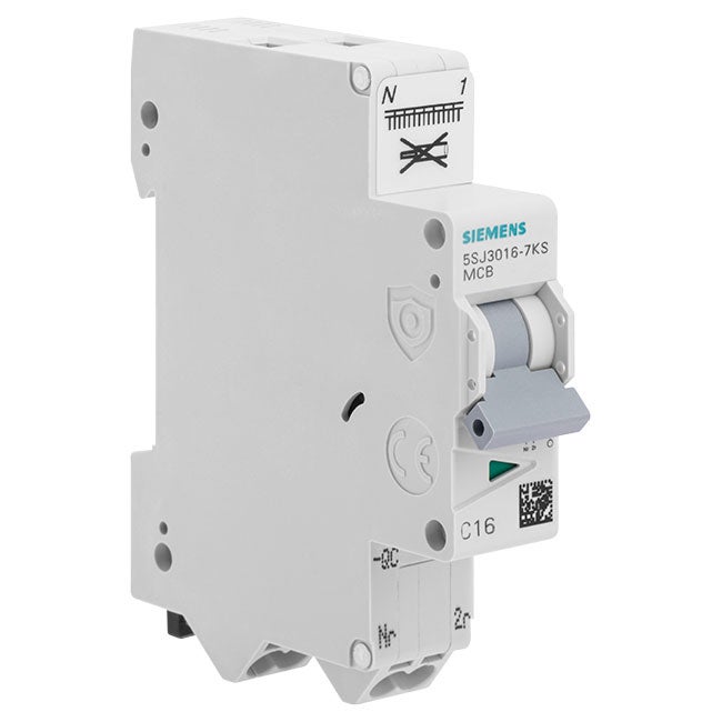 Disjoncteur auto Siemens 16A, monophasé P+N, courbe C, 4.5kA, 230V ...