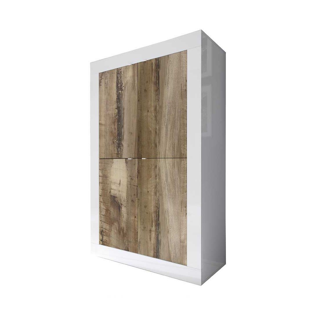 Credenza alta 4 porte, collezione CISA, colore bianco lucido laccato e ...