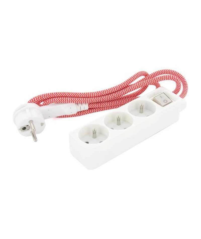 Mini multiprise 3x16A fiche plate - rouge/blanc - Chacon | Leroy Merlin