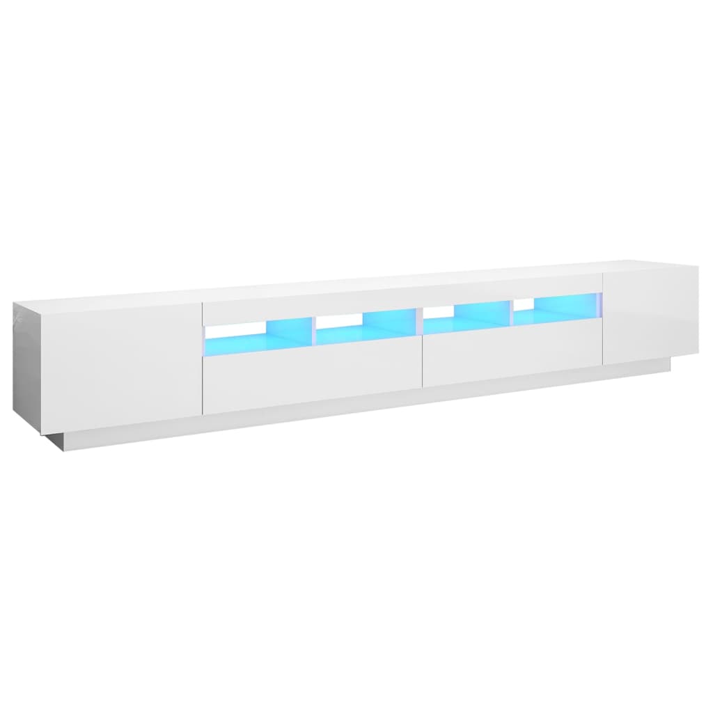 Mueble para TV con luces LED blanco brillante 260x35x40 cm | Leroy Merlin
