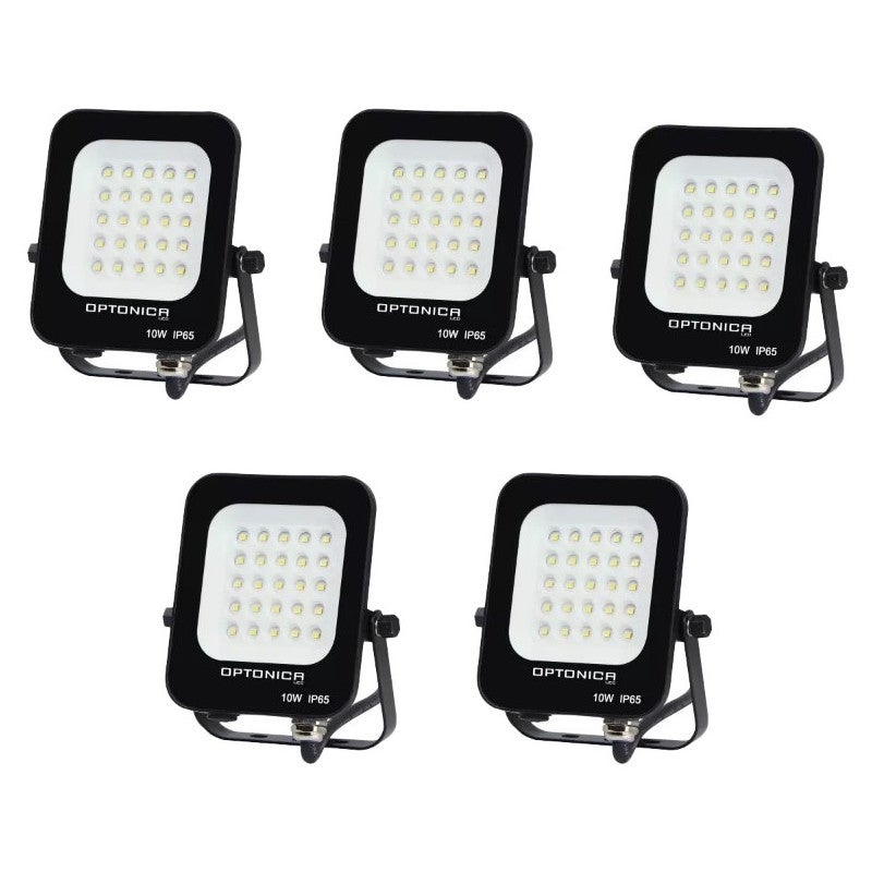 Lot de 5 Projecteurs LED 10W Noir Étanche IP65 900lm 66W Blanc du Jour ...