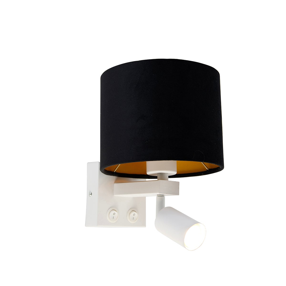 Aplique blanco con luz de lectura y pantalla de 18 cm negra - Brescia ...