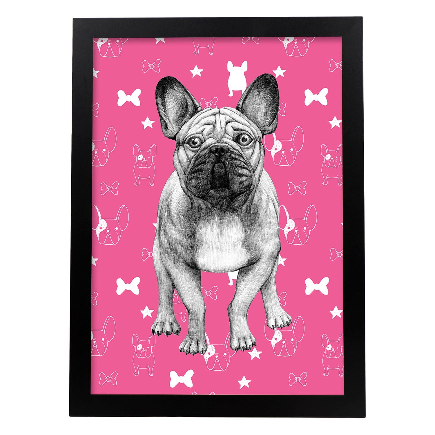Poster De Bulldog Rosa. Lamina Decorativa De Perros. Sin Marco - A3 ...