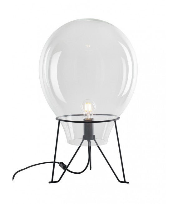 "Lampe AZUMA en verre transparent avec structure en métal noir 52 cm ...