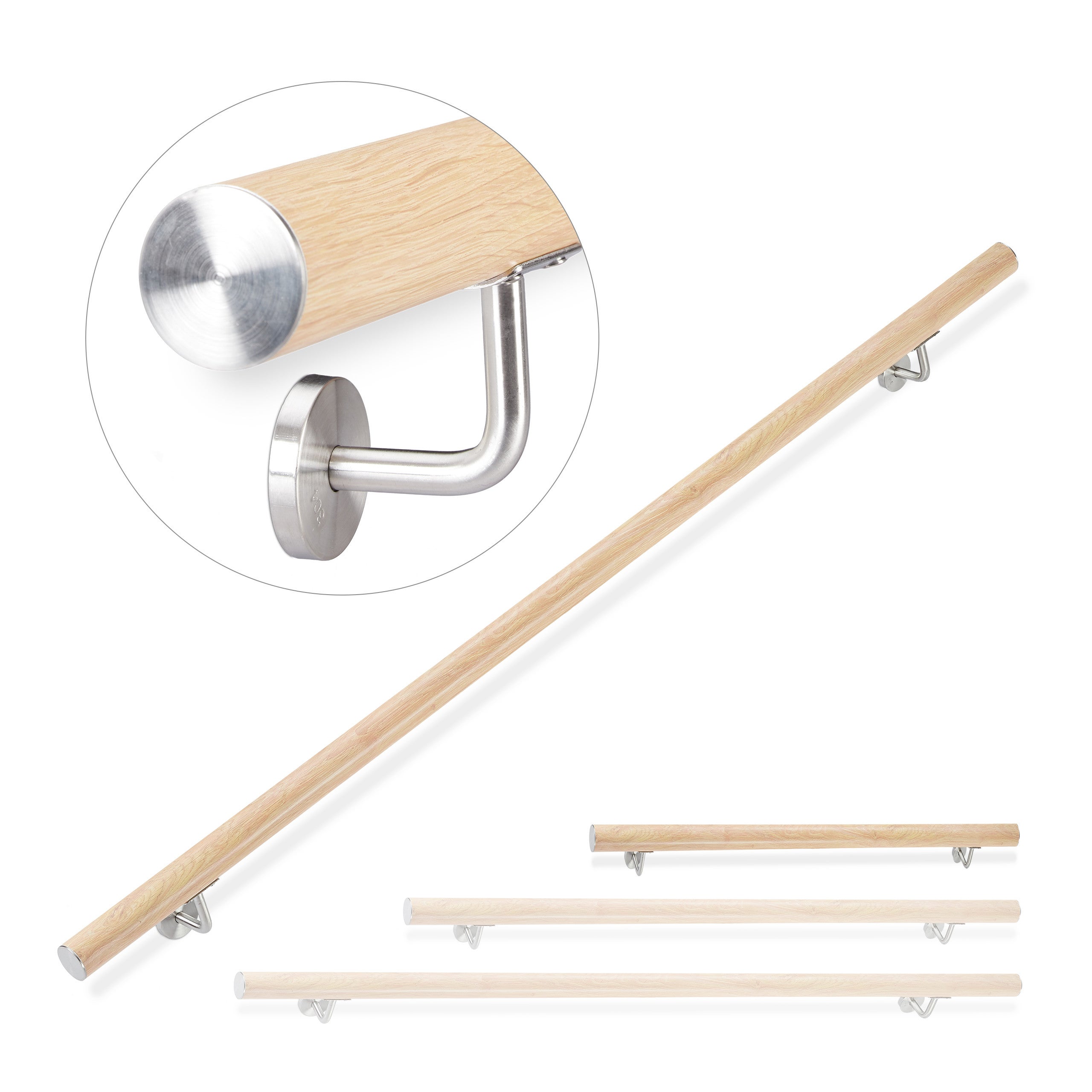 Aluminium trapleuning met beuken houtlook - 100 cm - Voor binnen en ...