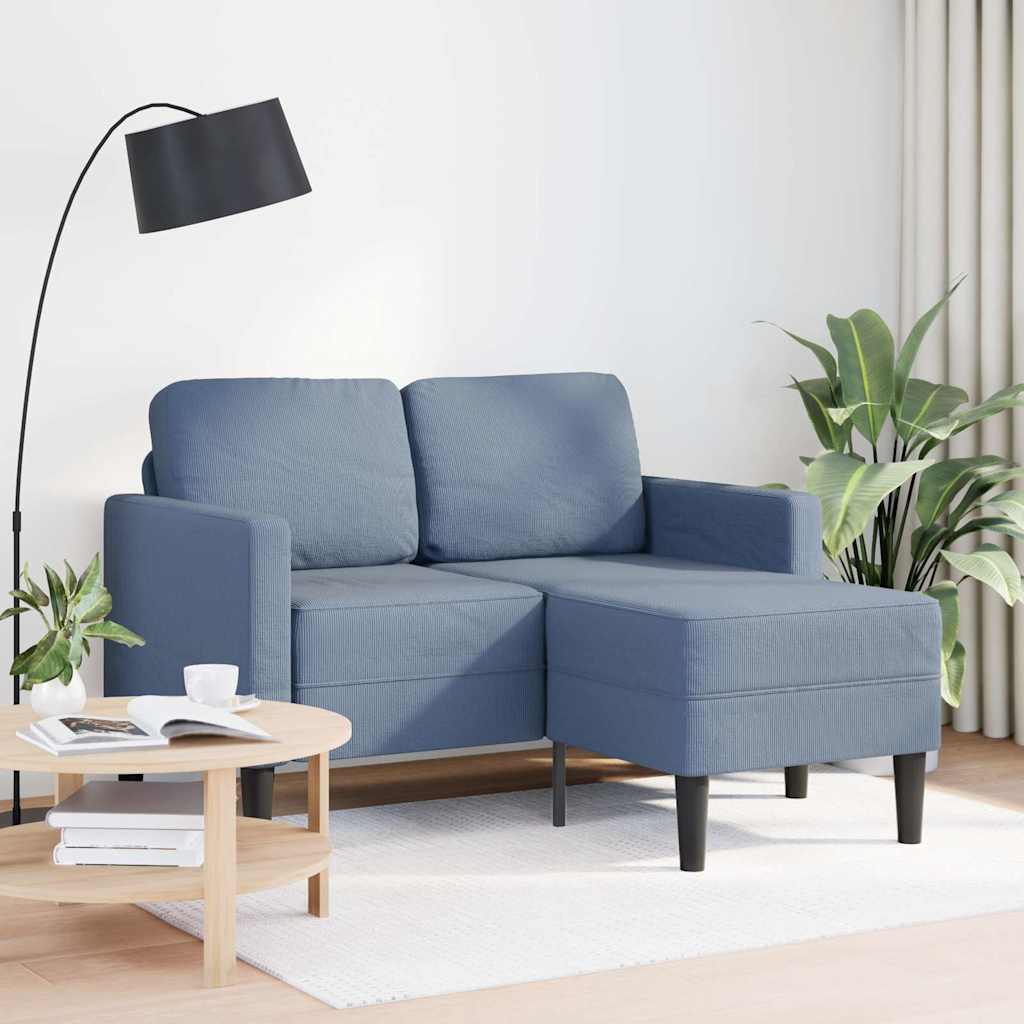 Maison Exclusive - Sofá de 2 plazas con chaise longue forma de L azul 125 cm lino | Leroy Merlin