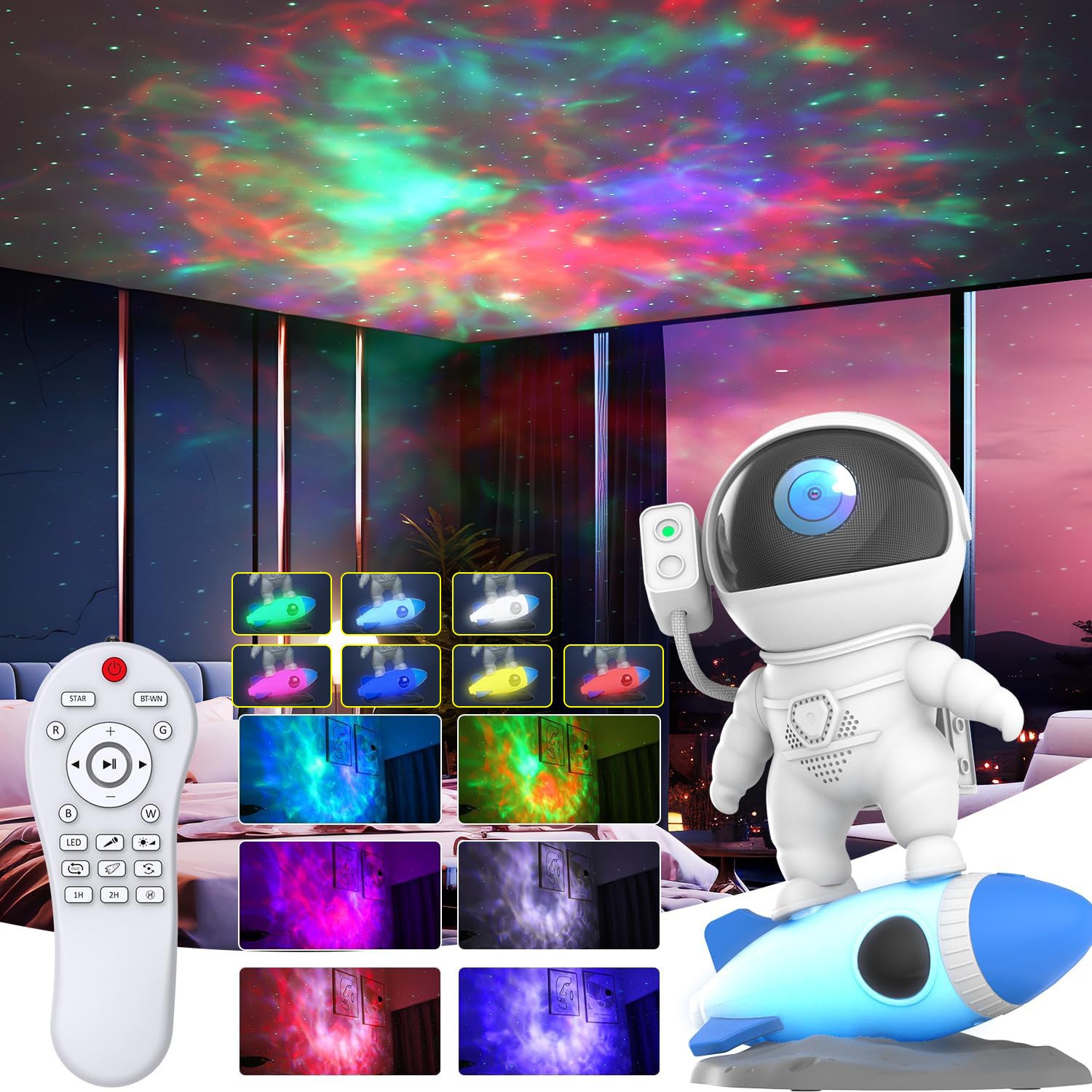 Proyector Galaxia Astronauta 4en1 | Luz Nocturna Bluetooth, Efectos ...