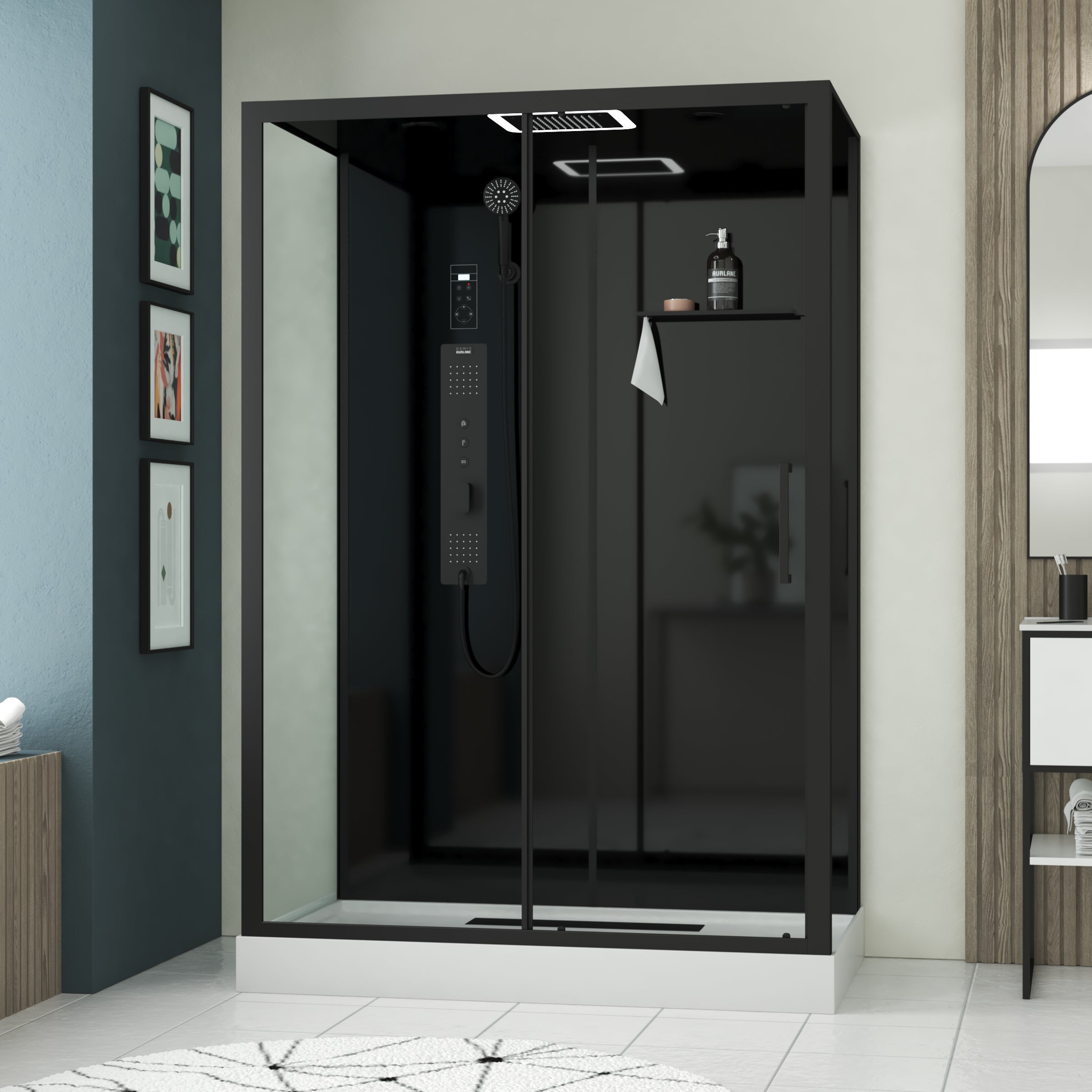 Cabina doccia idromassaggio 140x85x218 cm - Porta scorrevole - Pannelli ...