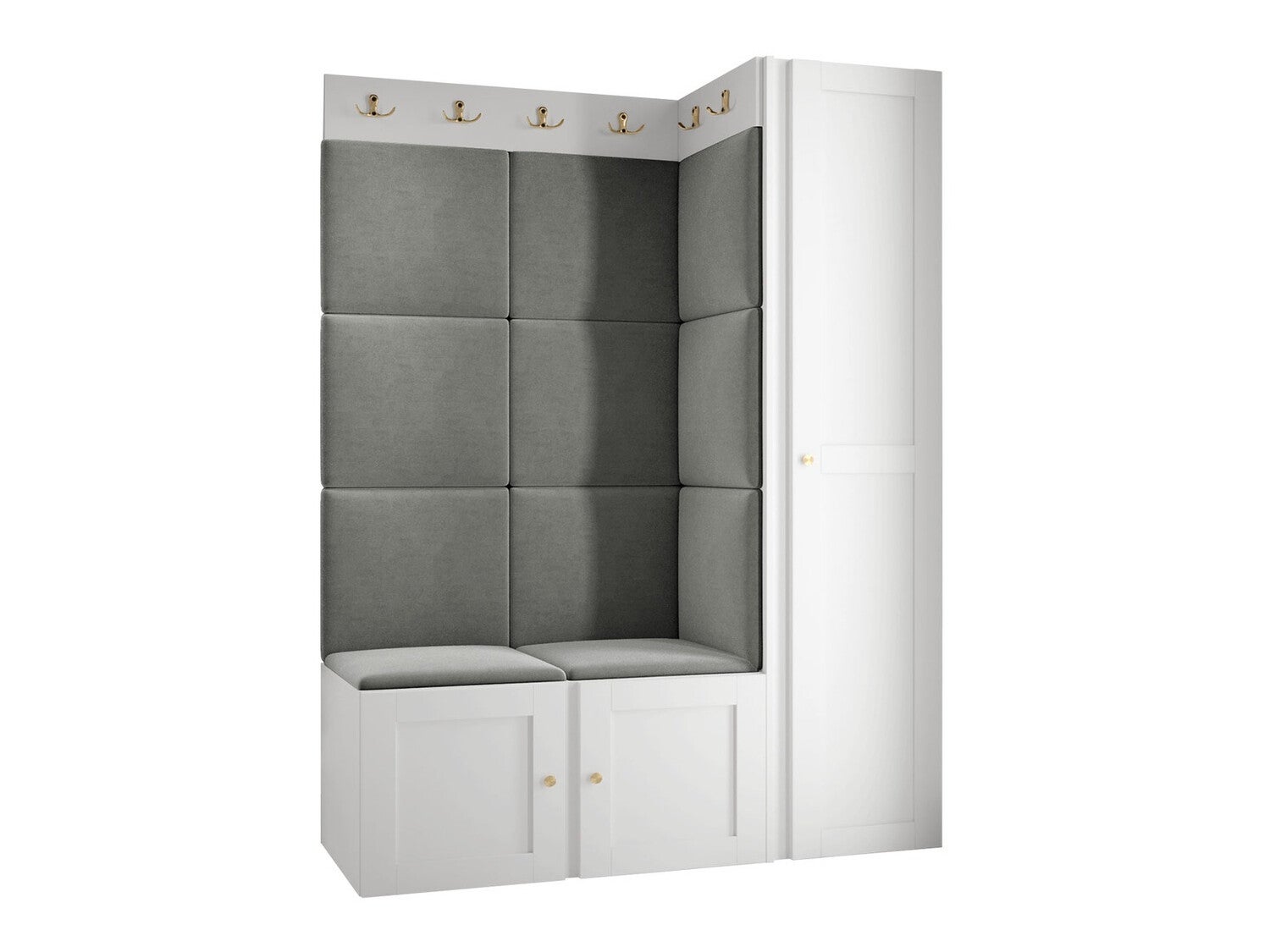 Conjunto de recibidor Hartford 377, 186x124x46cm, Blanco, Gris ...