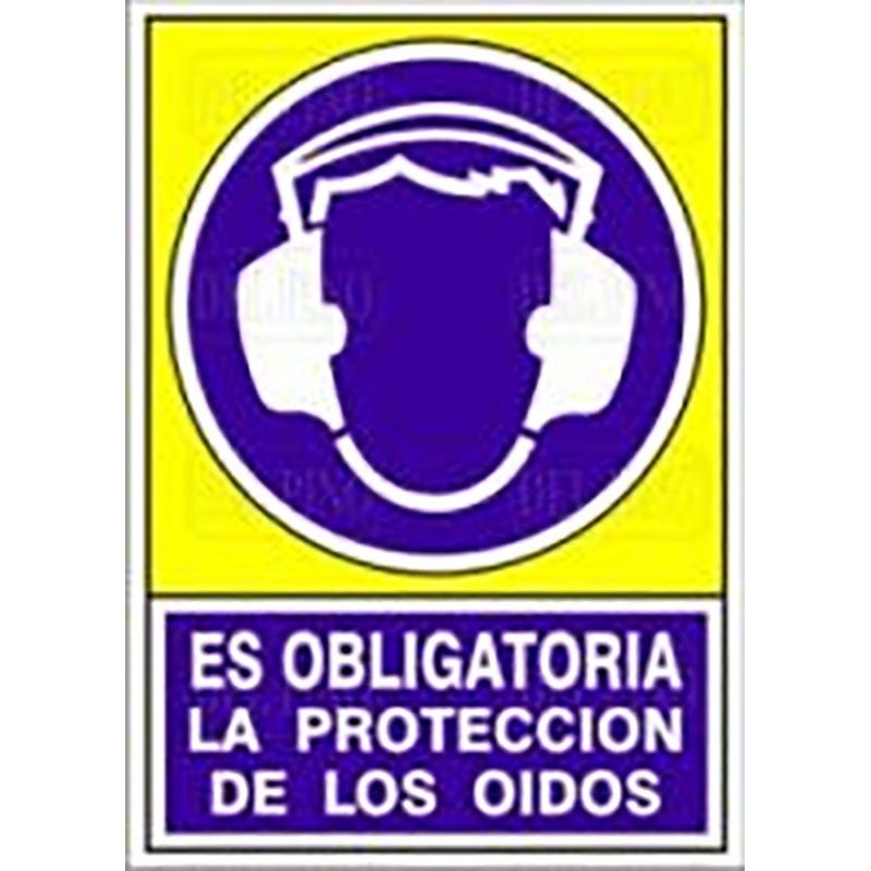 Señal 623 plast.345x245obl.protec.oido es obligatorio la proteccion de ...