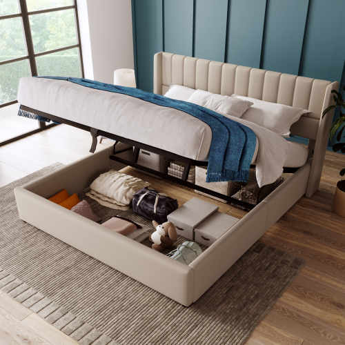 Lit coffre 180x200 cm Lit adulte Lit double avec sommier à lattes en ...