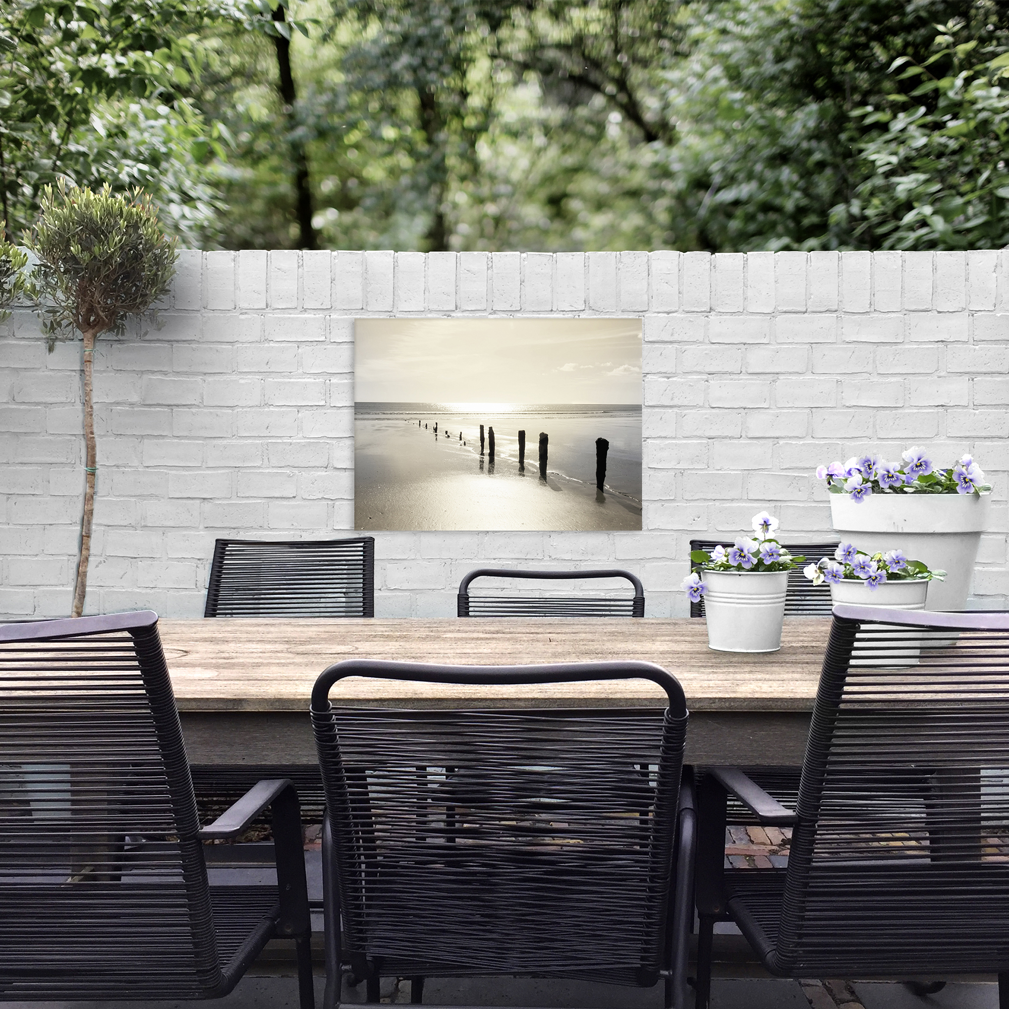 Poster de jardin Coucher de soleil 50 x 70cm Beige, gris | Leroy Merlin