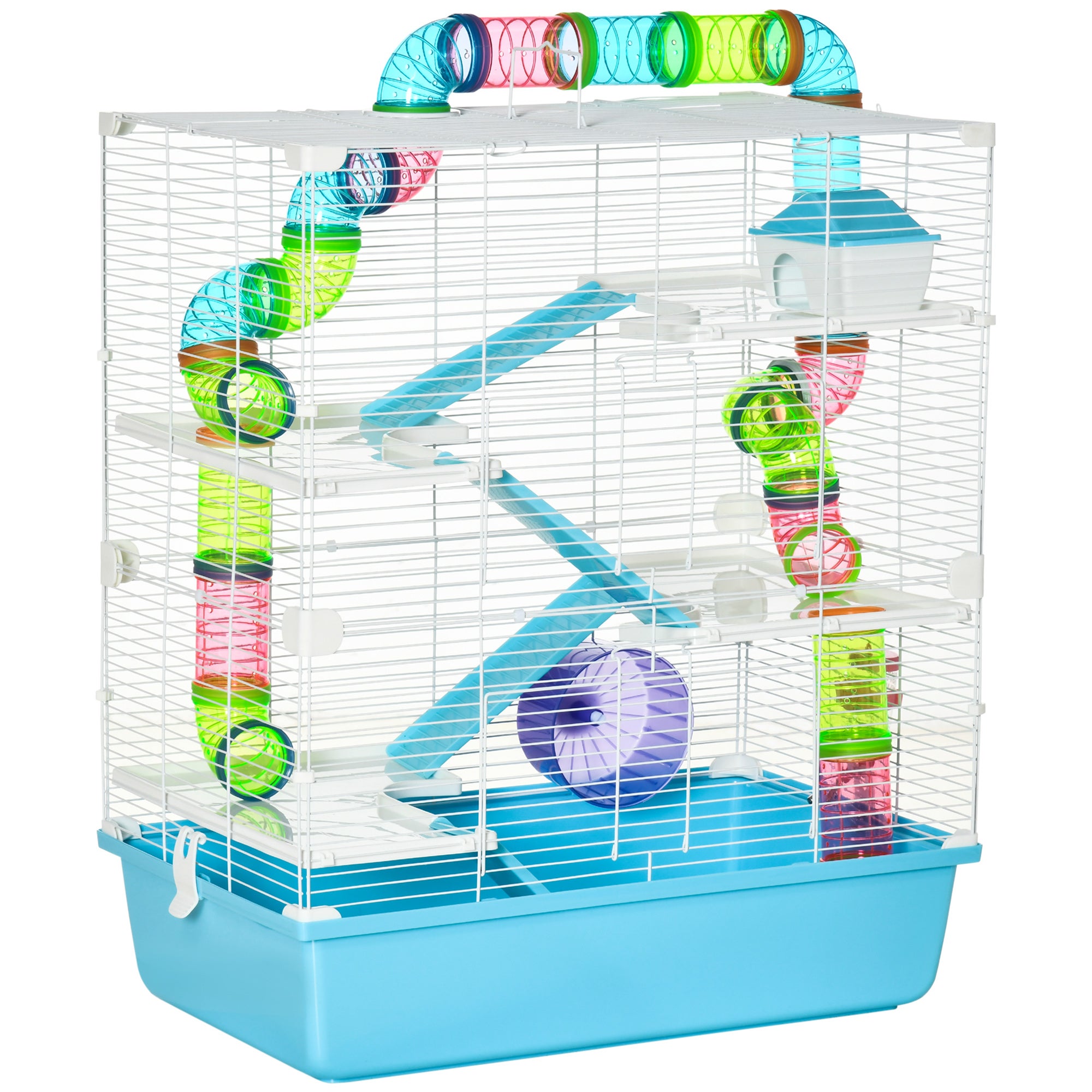 Grande cage pour hamsters cage pour rongeur 5 niveaux avec tunnels ...