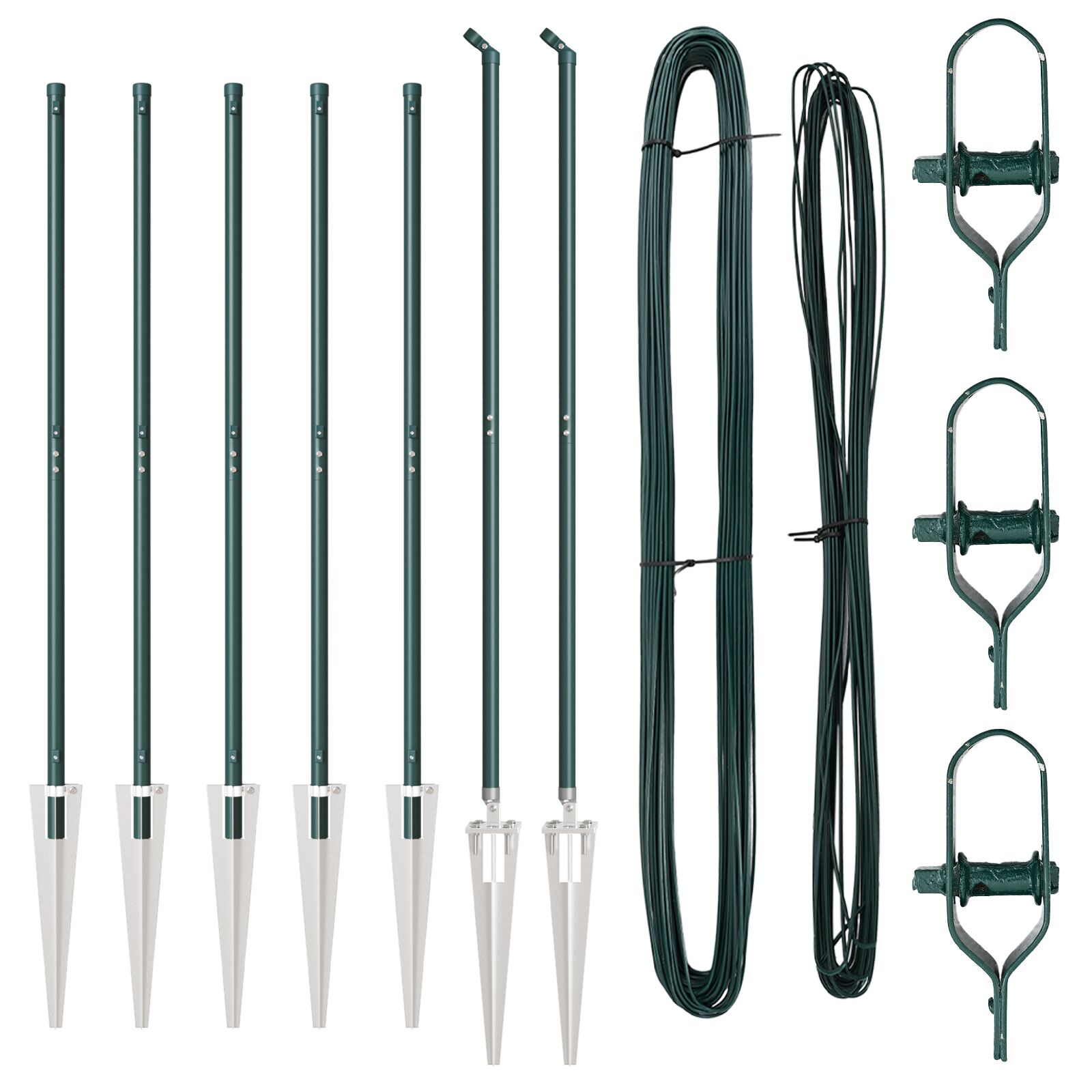 Paletti per Recinzione con Punta 7 pz Ø32 mm 180 cm Acciaio Zincato ...