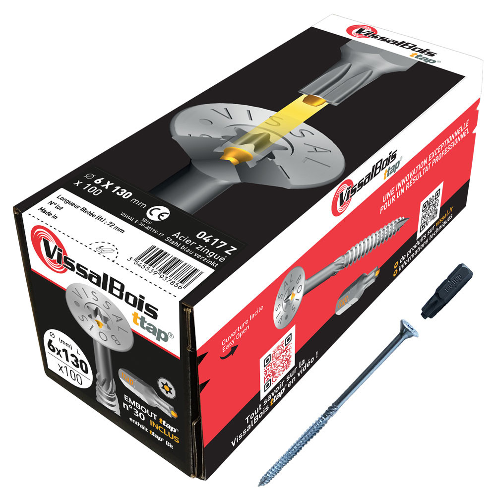 Vis Torx acier zingué VissalBois TTAP ZN + embout TX TTAP | Leroy Merlin