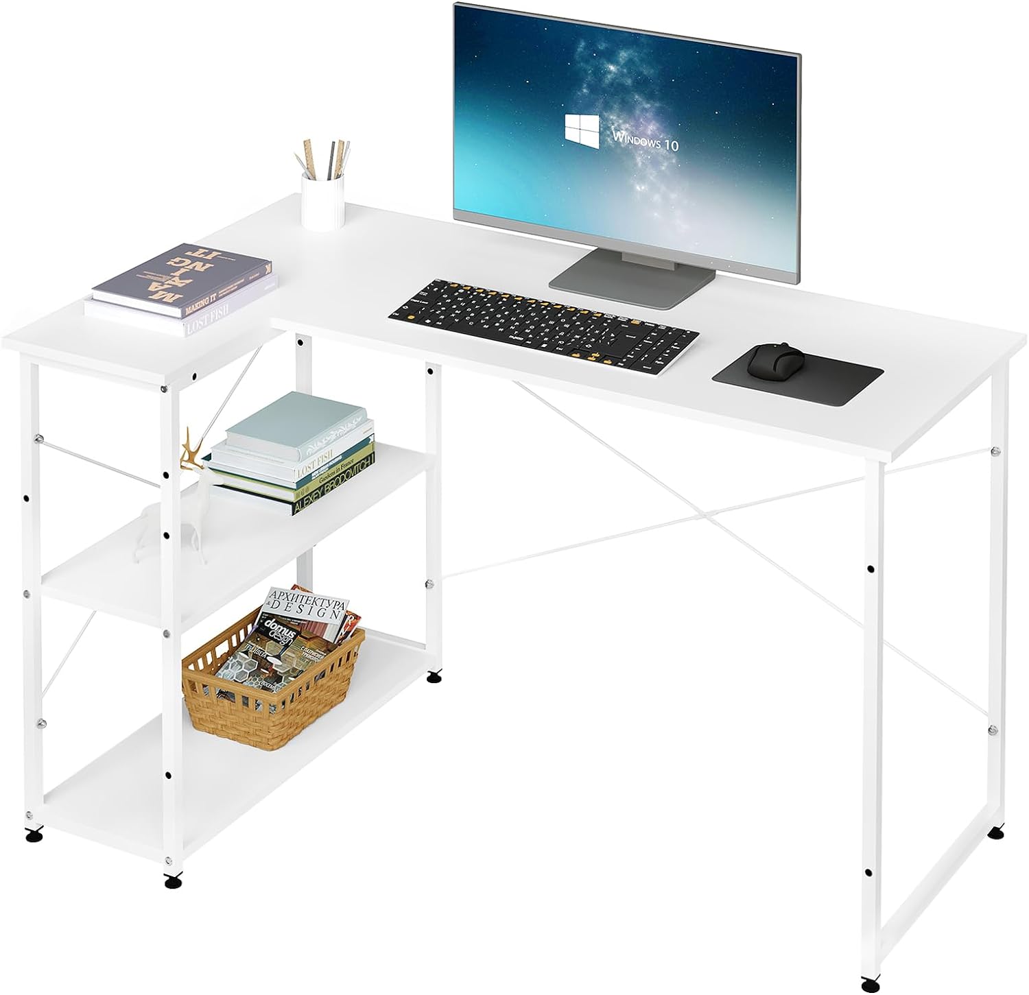 Klihome Bureau d'angle,120x72,5x72cm,Bureau avec Rangement,Bureau en L ...