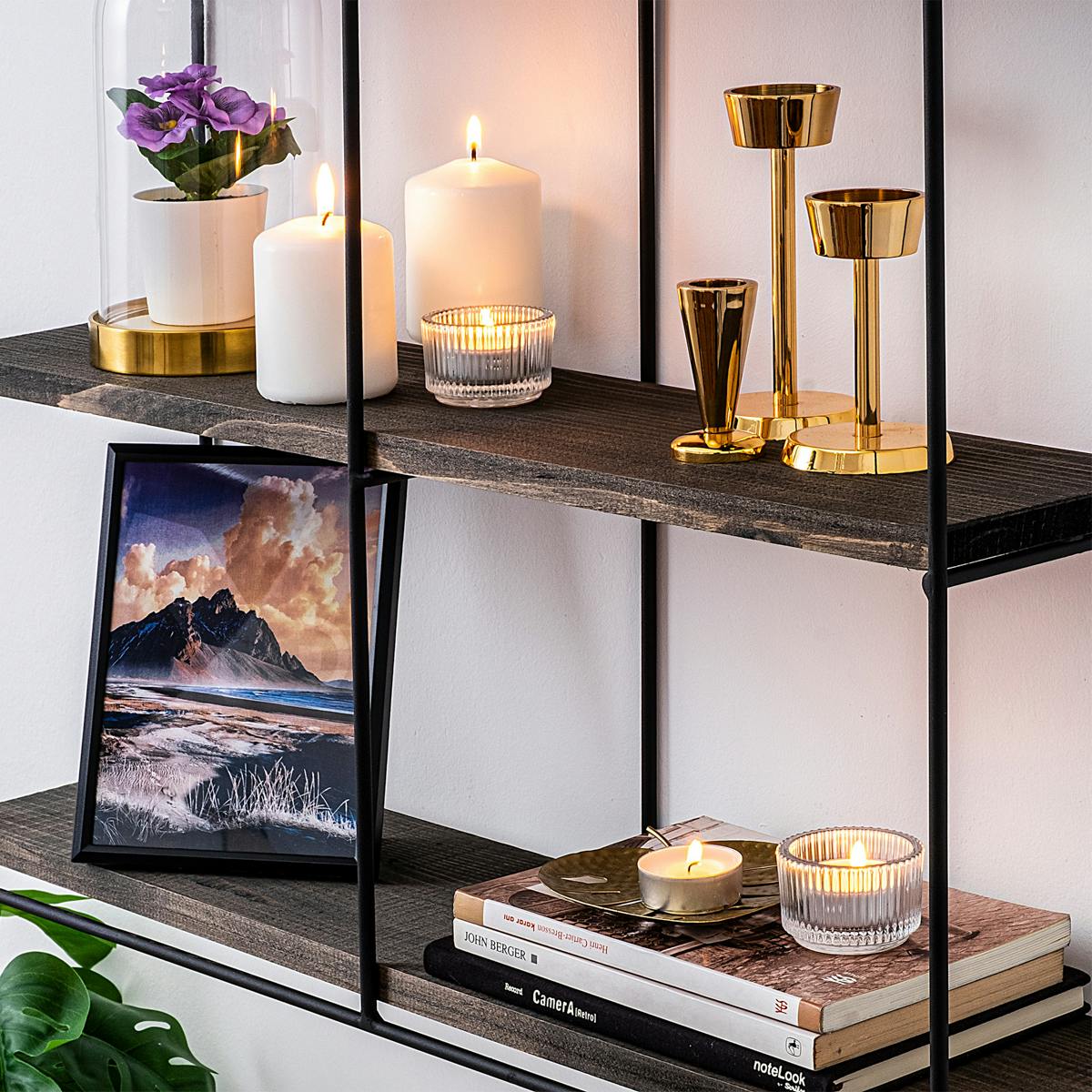 Étagère cube noire 3 plateaux décor bois foncé JENA | Leroy Merlin