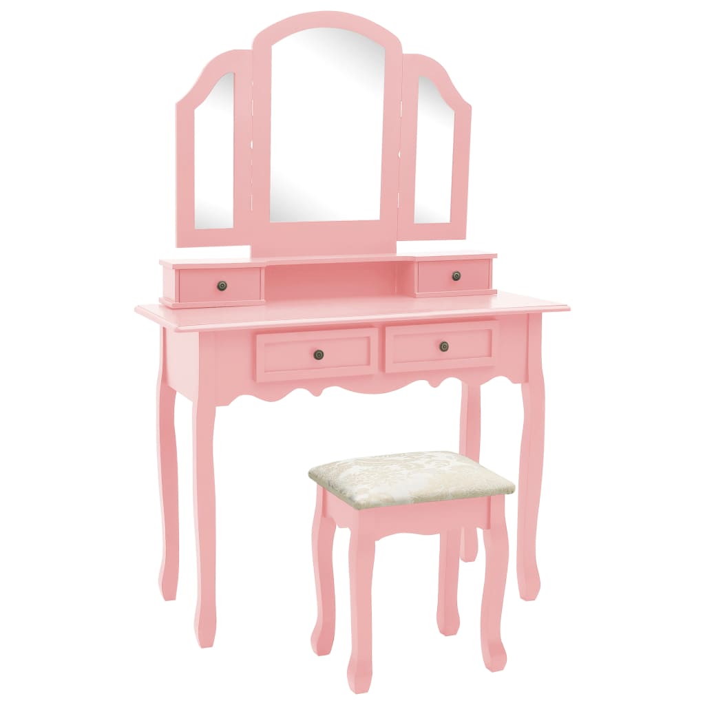 Ensemble de coiffeuse et tabouret Rose 100x40x146 cm Paulownia | Leroy ...