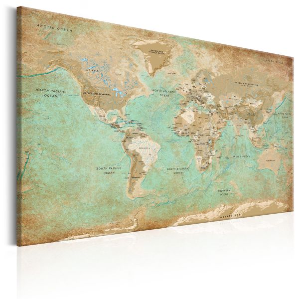 Tableau Cartes du monde World Map: Celadon Journey 90x60 cm | Leroy Merlin