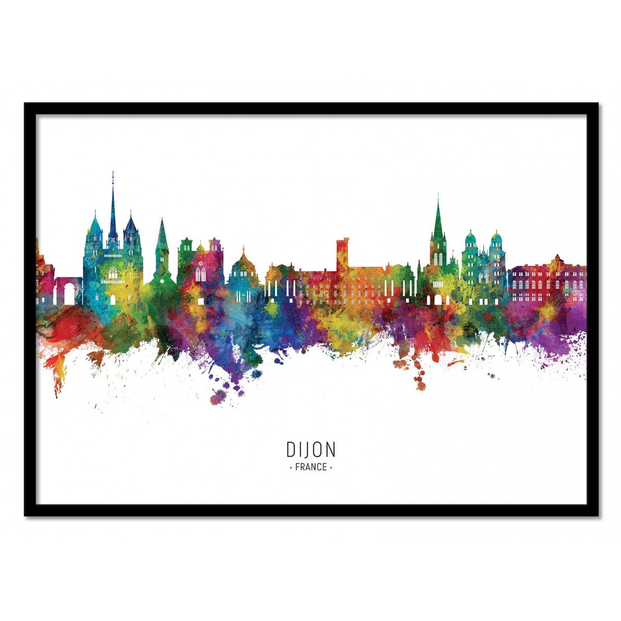Art-Poster - Dijon France Skyline - Michael Tompsett - con marco negro ...