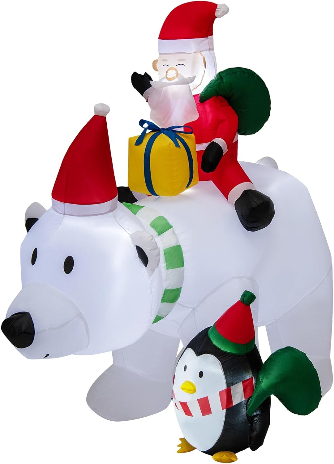 Père Noël Gonflable sur l'ours Polaire Tête Oscillante 210 cm, avec ...