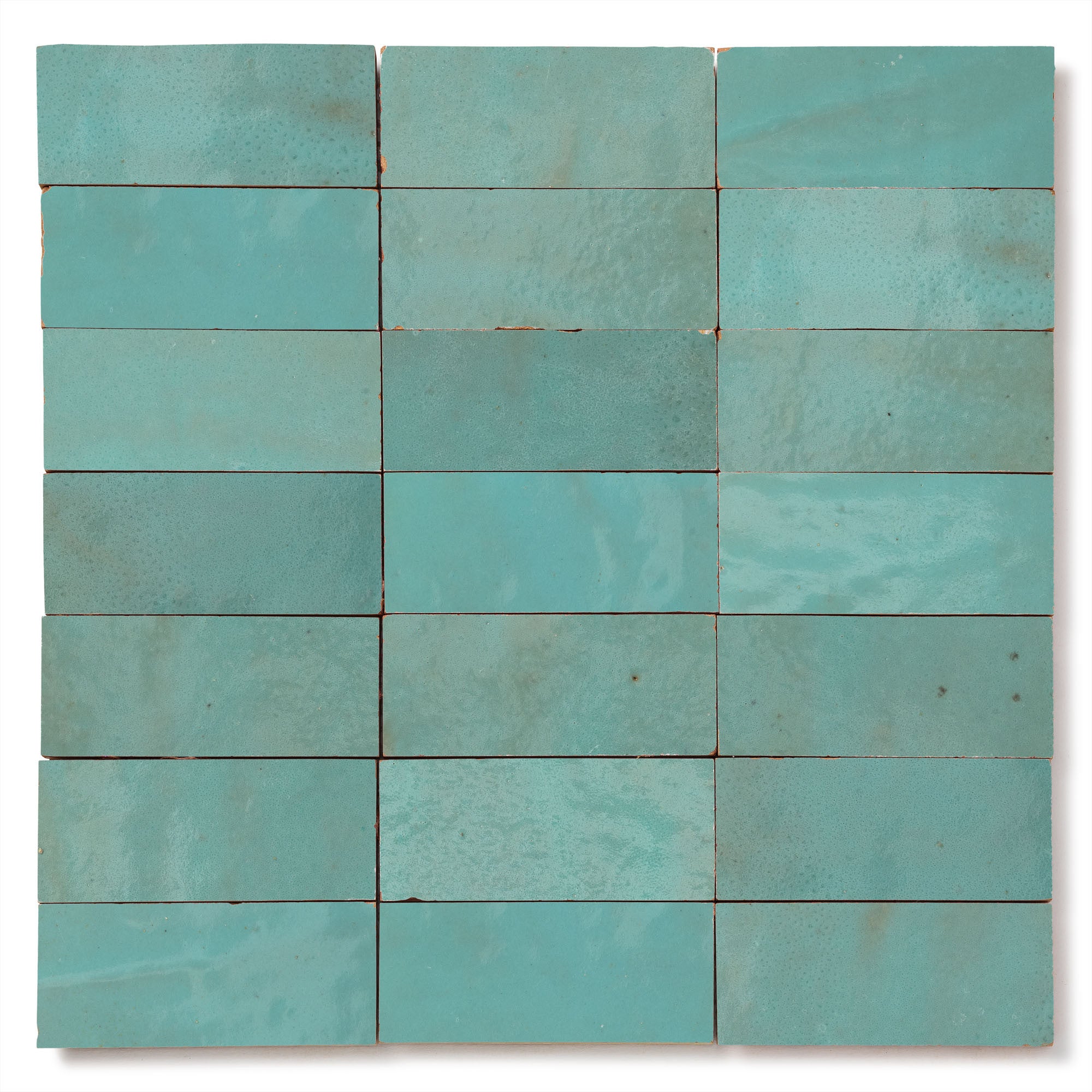 Zellige Marocain Artisanal Véritable - Bleu Maldives 4,2x10 cm ...