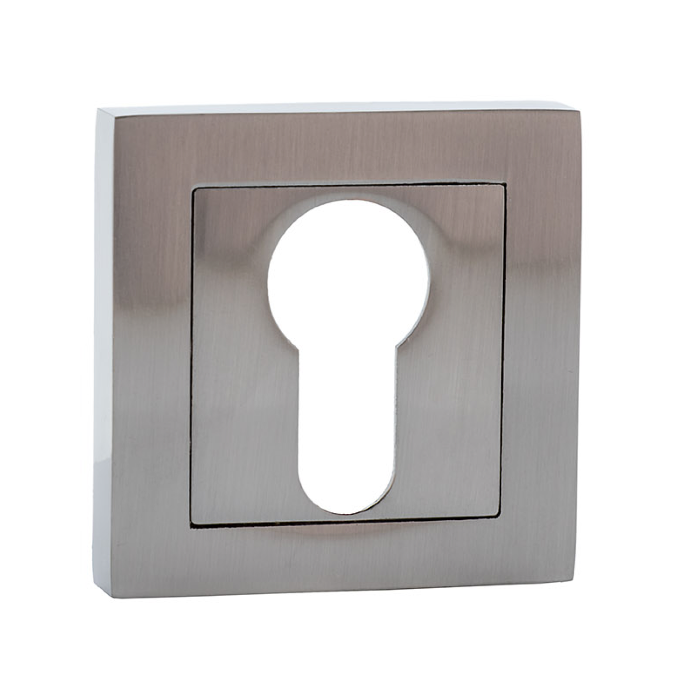 Rosace de serrure carrée nickel satiné | Cache-entrée de clé Zamak ...