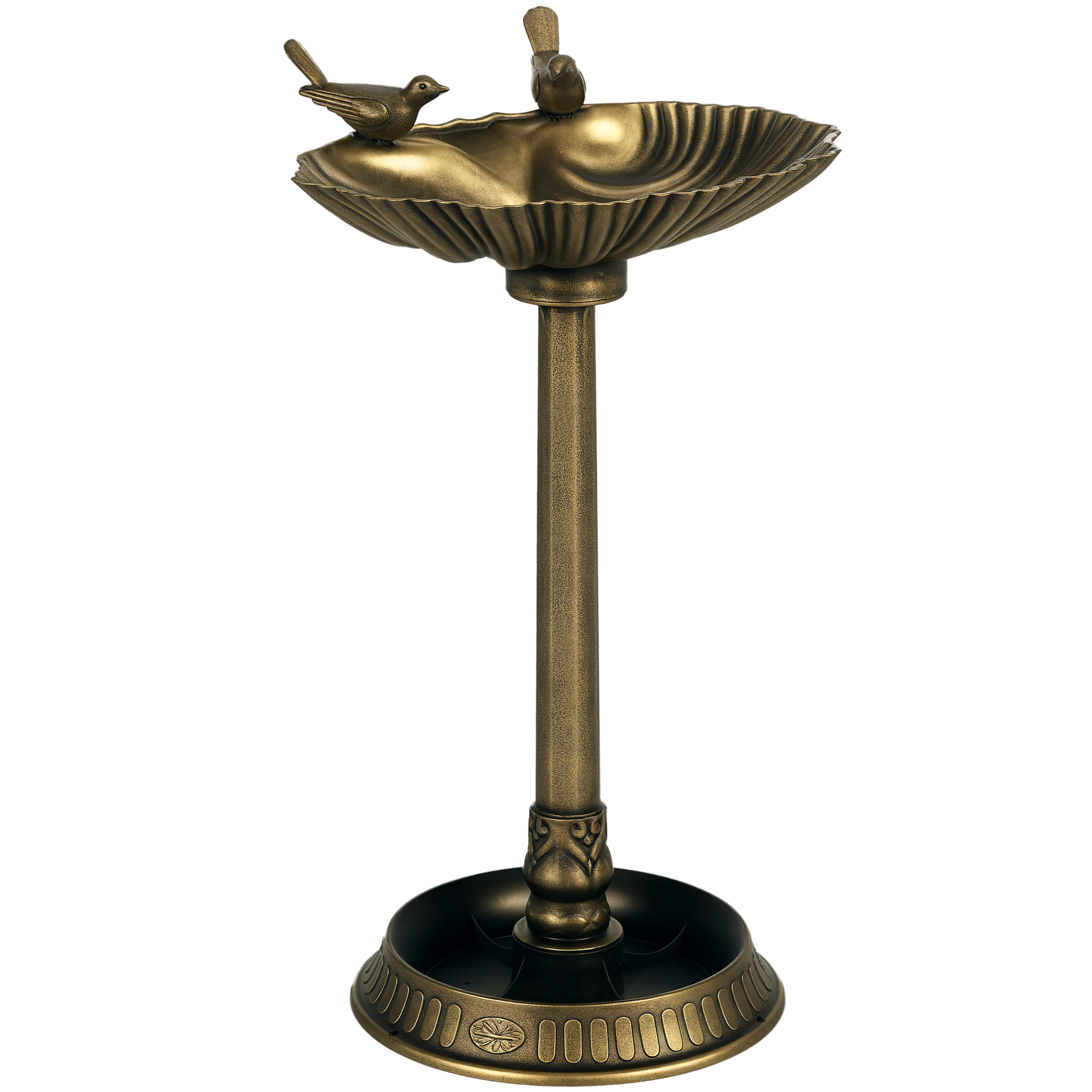 Bain d'oiseaux avec statues, 2 bassins, plastique, aspect antique, 49,5 ...