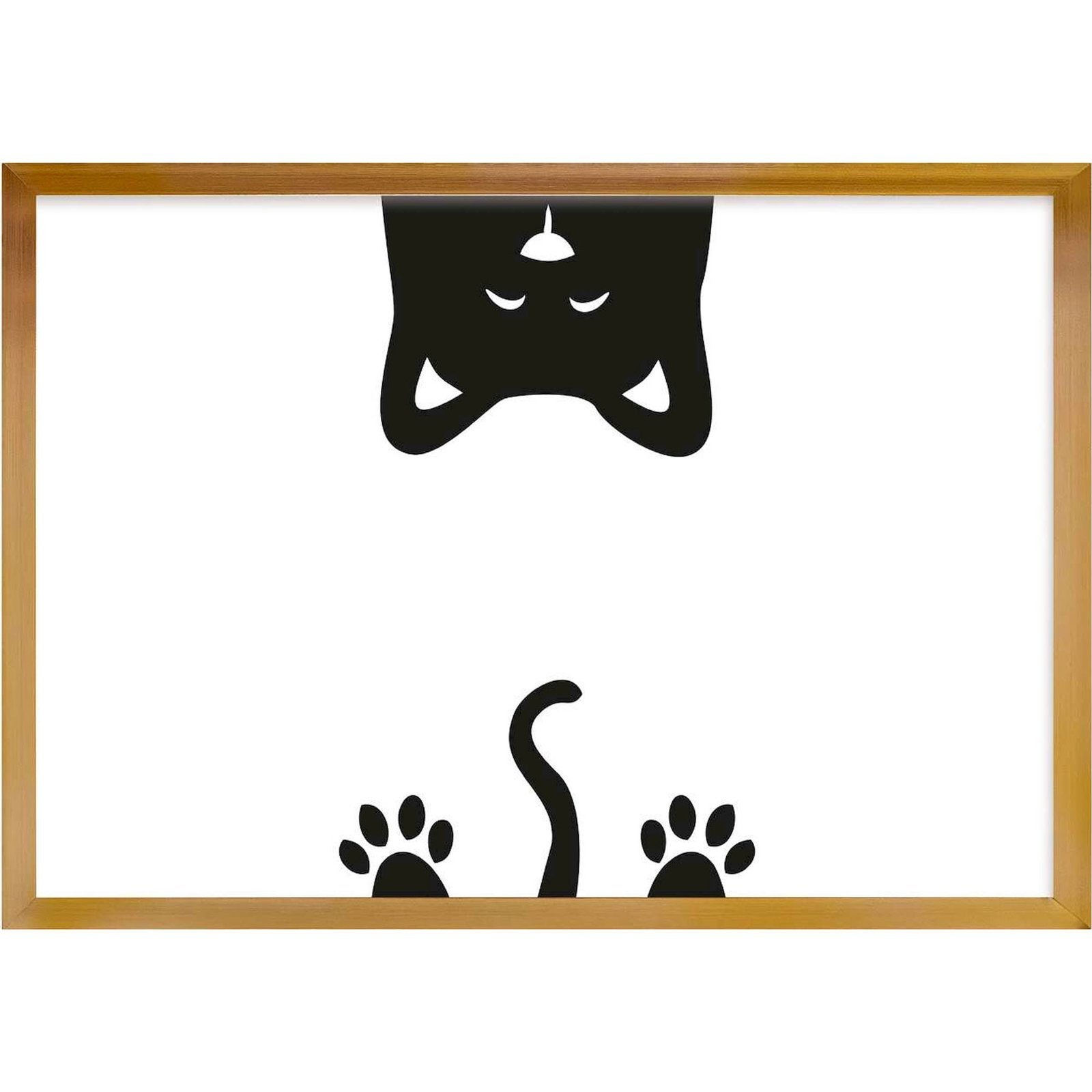 Tableau cadre bois clair Chat drôle de bande 30 x 40 cm Noir cadre Bois ...