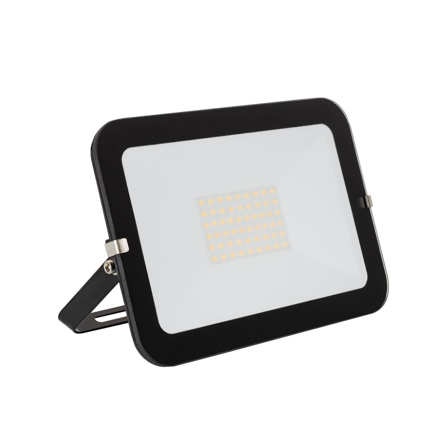 Ledkia Foco Proyector LED 50W 120lm/W IP65 Slim Cristal Negro 3000K Blanco Cálido | Leroy Merlin