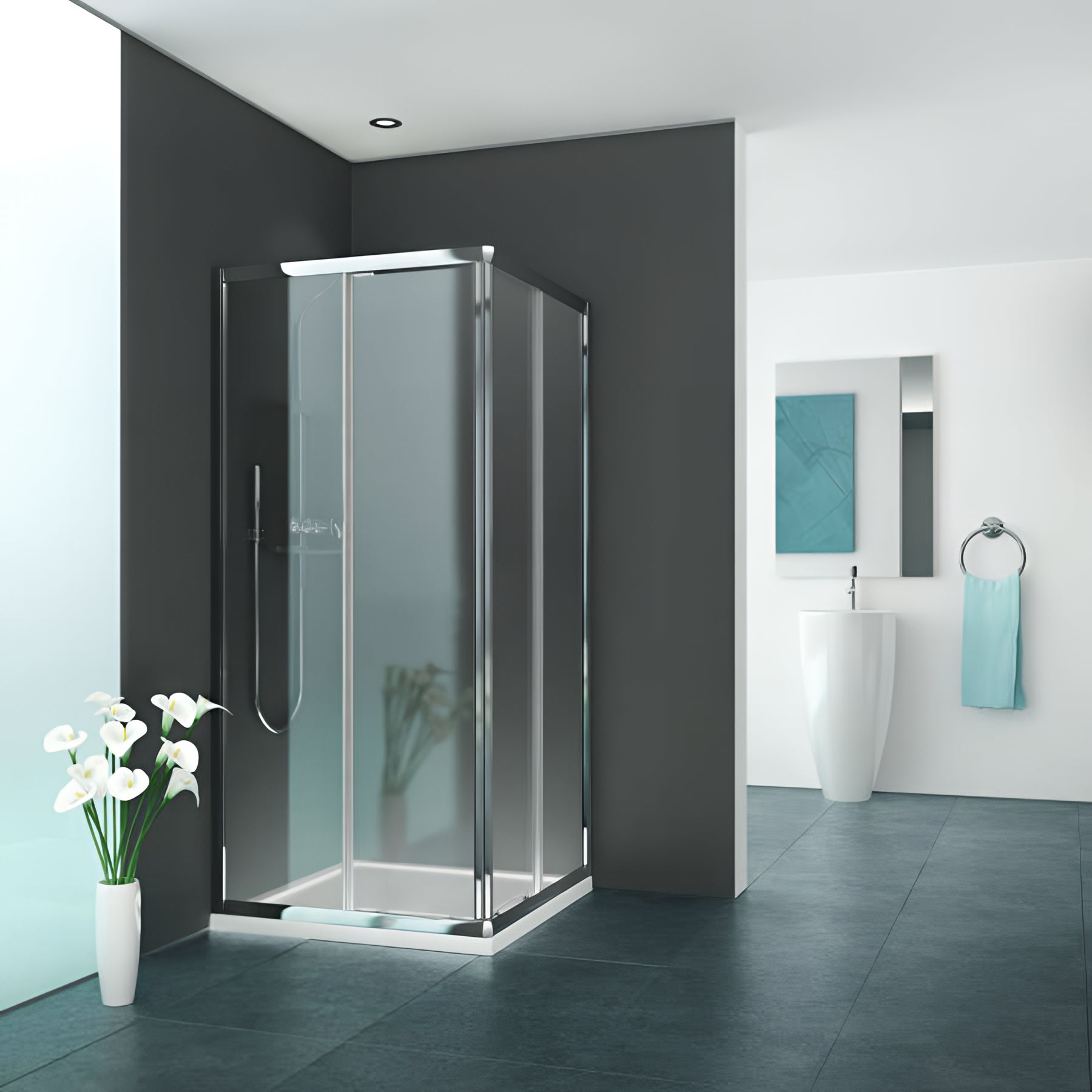 Paroi de douche angle coulissante largeur 90cm hauteur 190 cm profilé ...