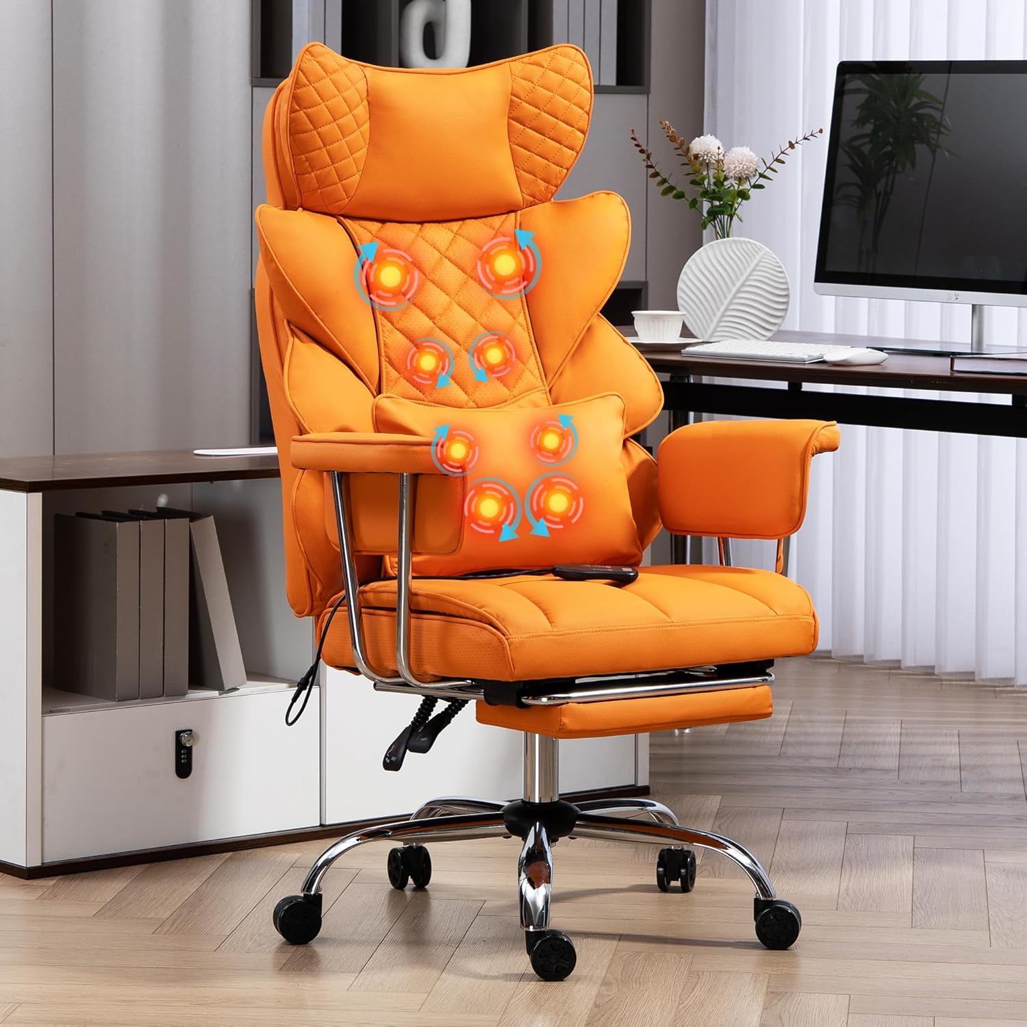 Chaise de Bureau Ergonomique avec Massage，Chaise Bureau Confortable ...