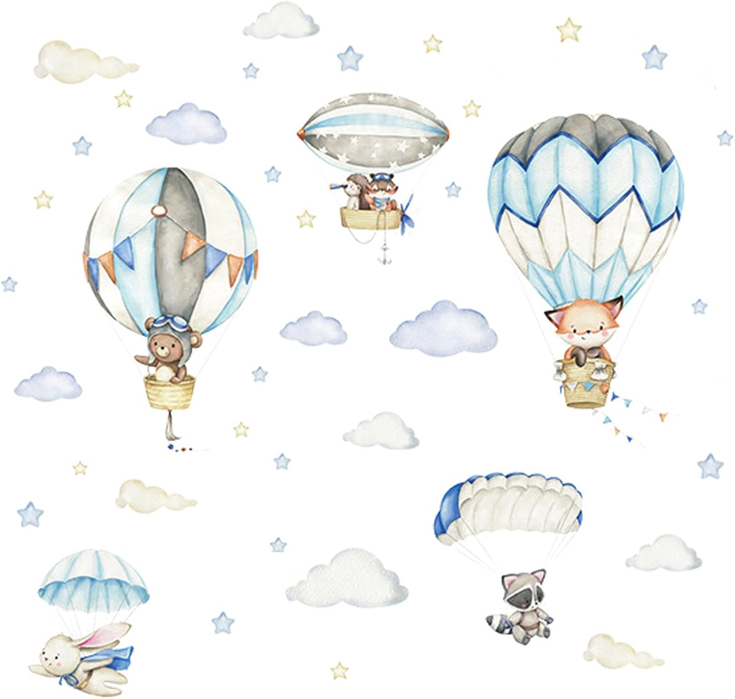 1 Juego de globos de aire caliente, pegatina de pared de animales ...