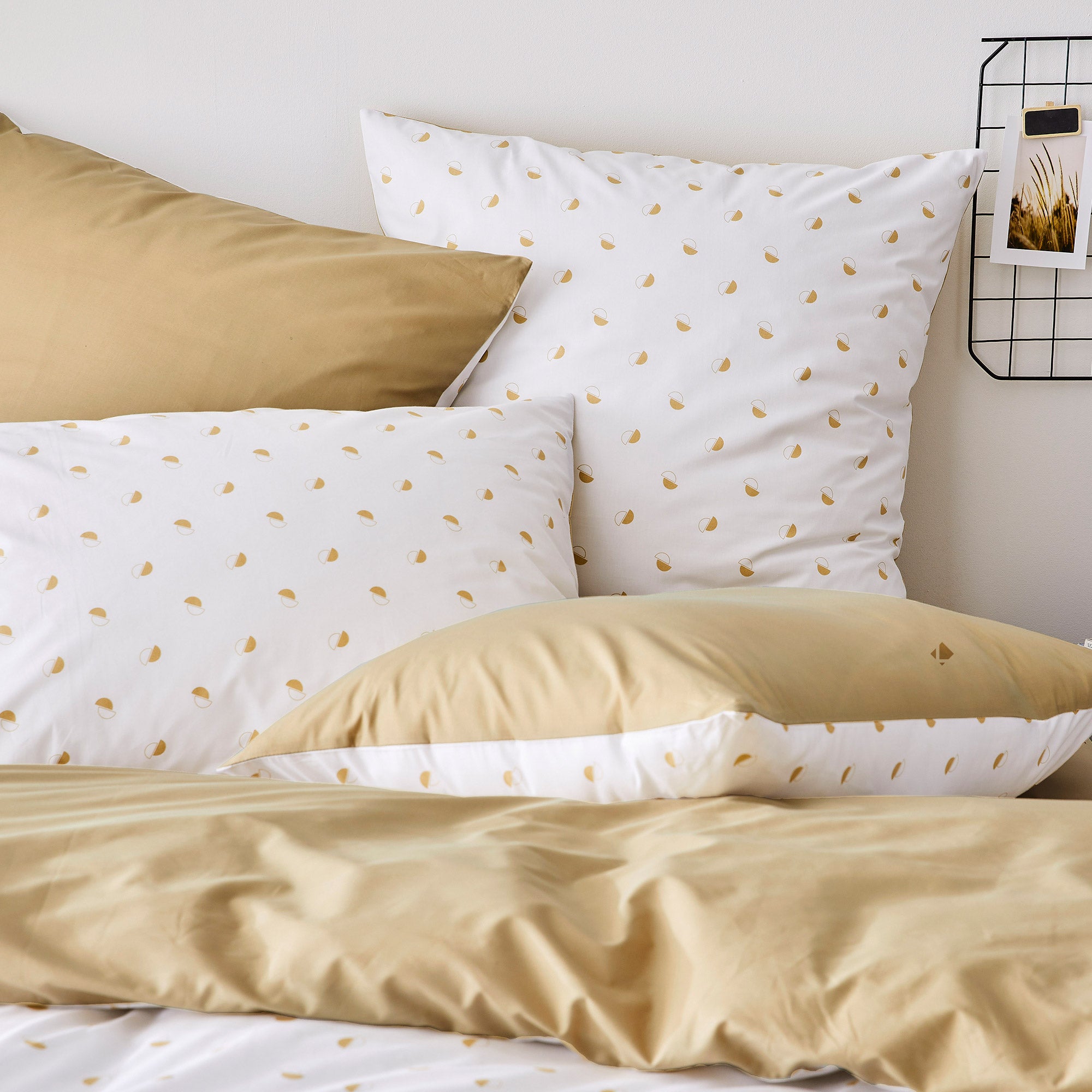 Parure de lit 300x240 cm 50x70 cm percale ALEX marron Moka 3 pièces ...