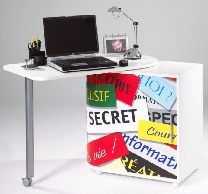 Table pivotante blanc imprimé top secret Cool | Leroy Merlin