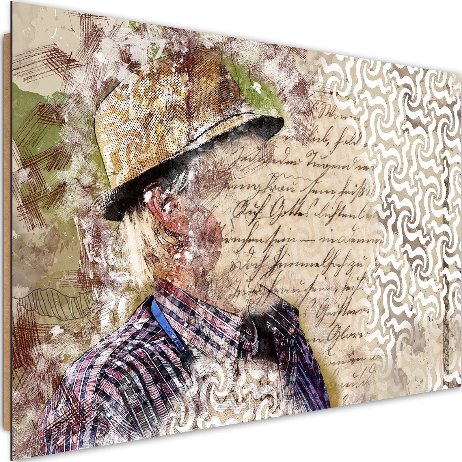 Tableau bois Homme avec chapeau abstraction | Leroy Merlin