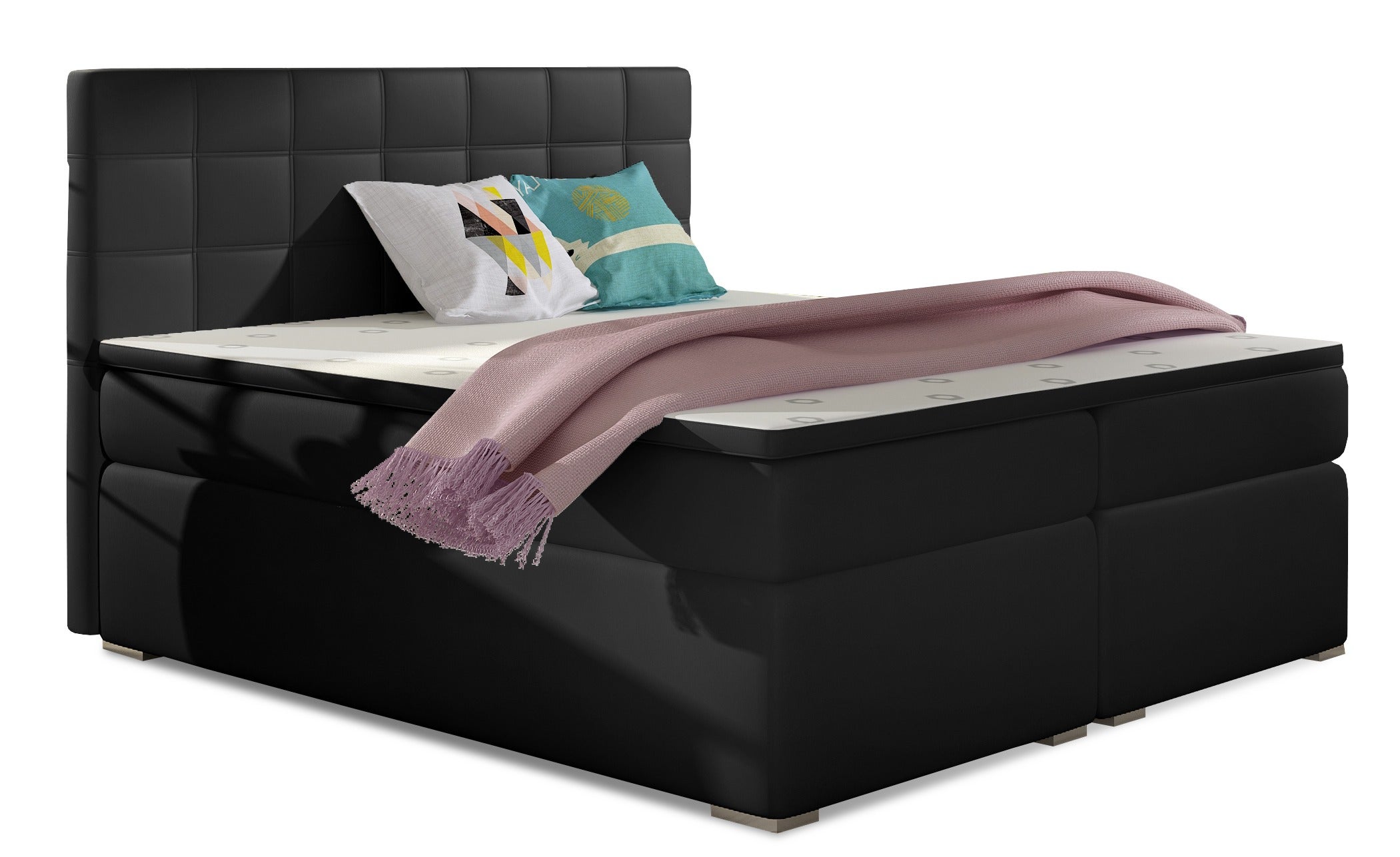 Lit chambre d'hôtel avec matelas simili cuir noir Alko-180x200 | Leroy ...