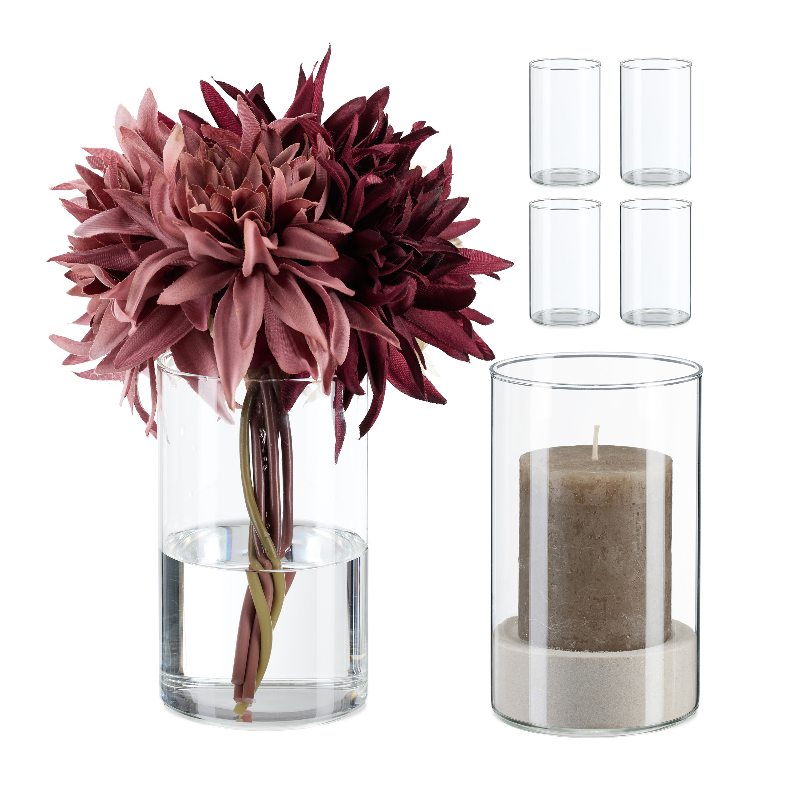 Relaxdays Grand vase en verre, pour votre bouquet ou votre bougie, set ...