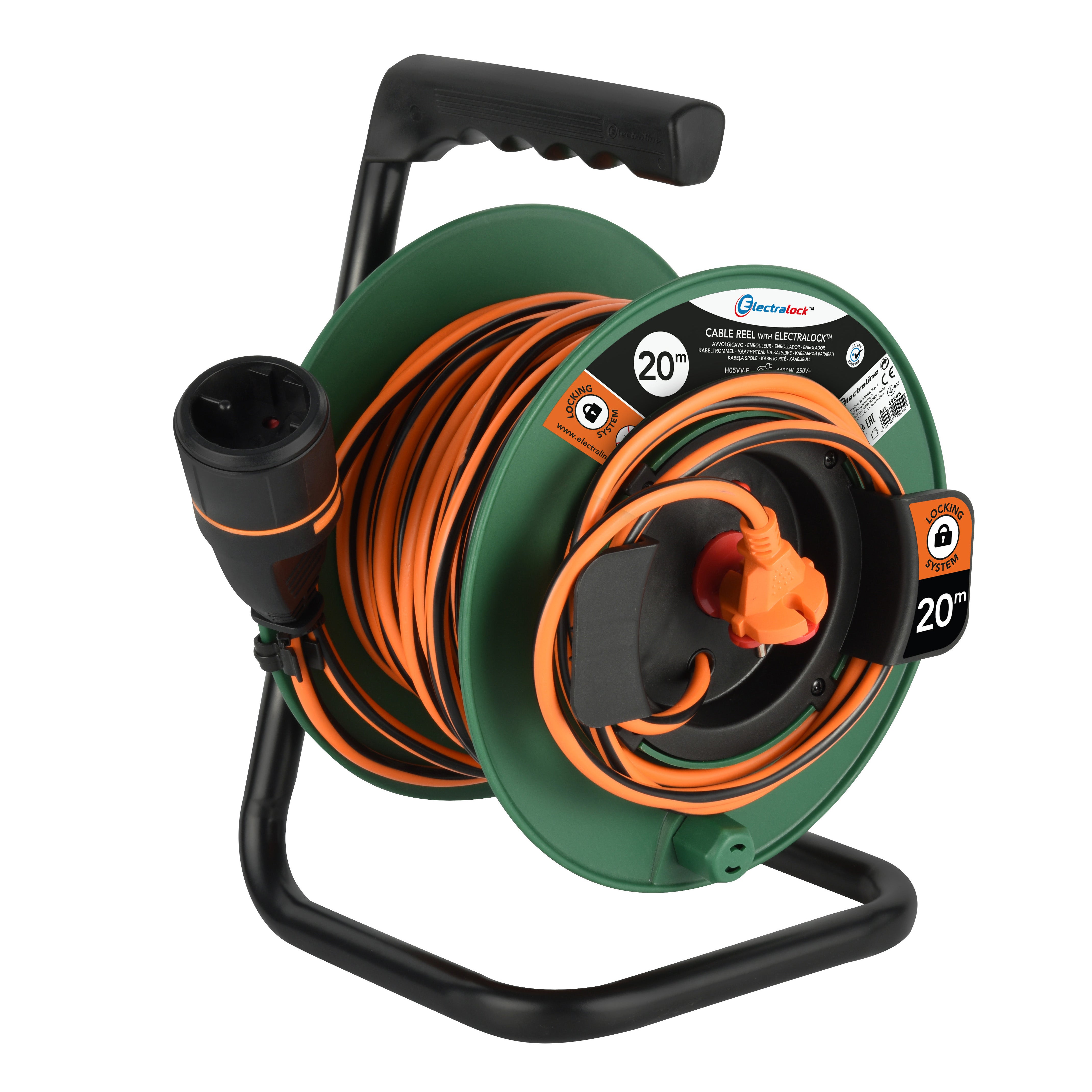 Electraline 49245 Rallonge Gardin Avec Enrouleur 20m 2x1.5 Electralock Équipée D'un Système De ...