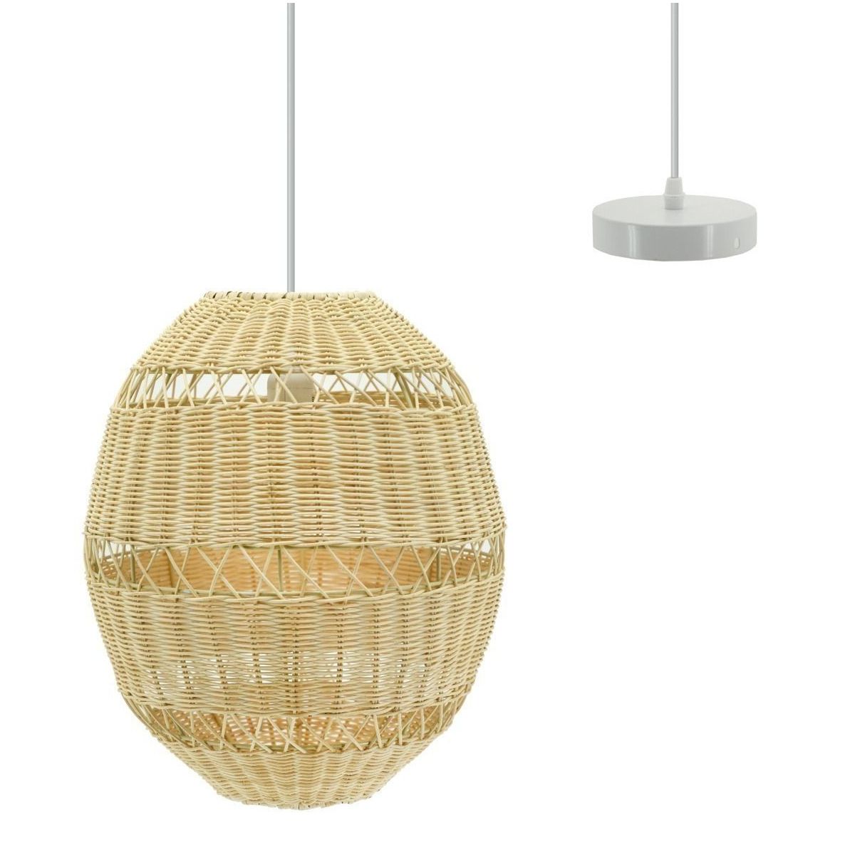 Bola de suspensión de ratán natural y metal Diámetro 34 cm | Leroy Merlin